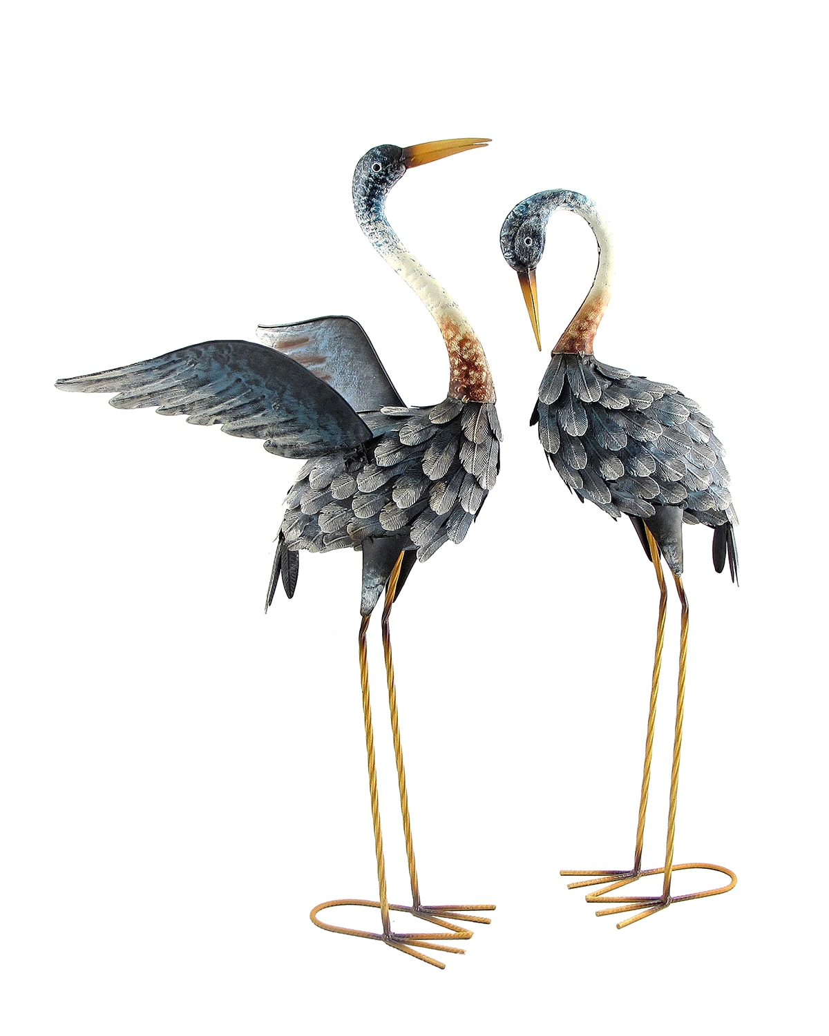 Zaer Ltd. International 30" Painted Blue Cranes, Set of 2 and Matching ...