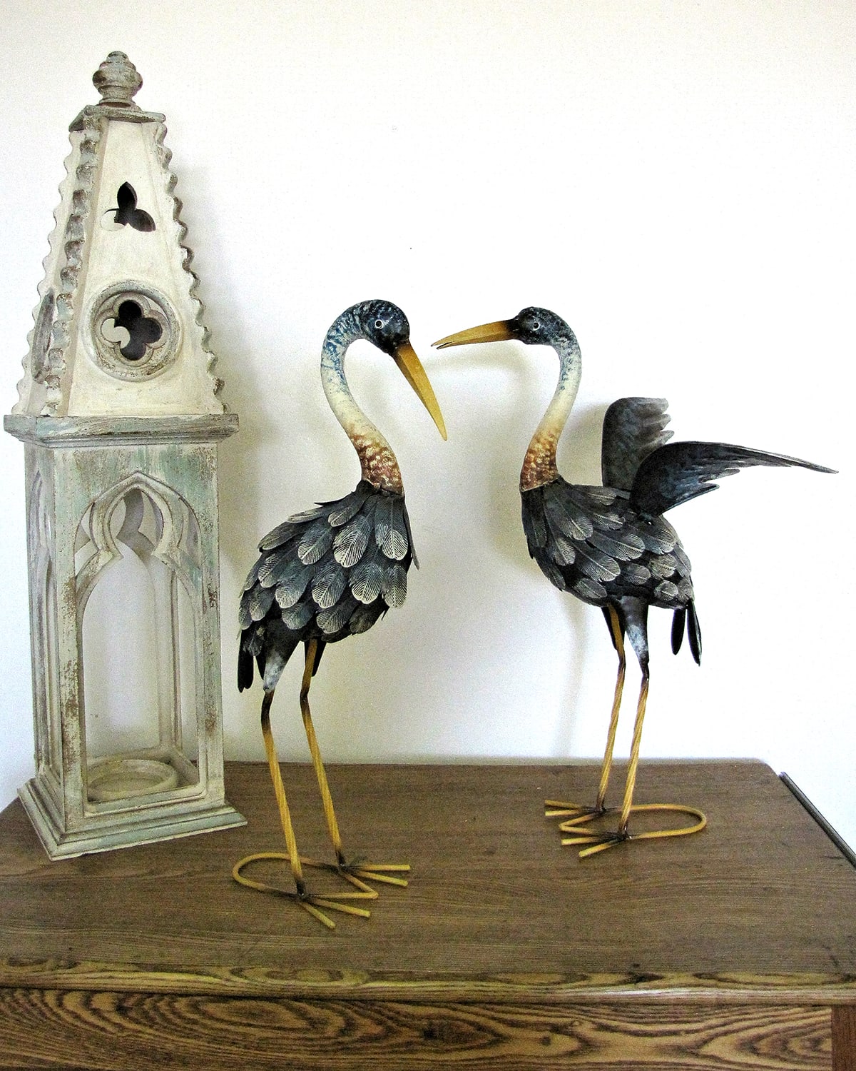 Zaer Ltd. International 30" Painted Blue Cranes, Set of 2 and Matching ...