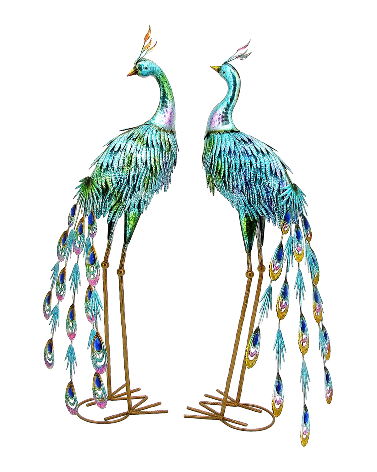 Zaer Ltd. International 22" Metallic Painted Peacocks, Set of 2 and ...