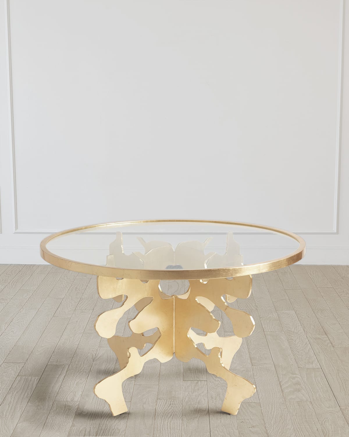 William D. Scott for Global Views Ink Blot Gold Leaf 48" Dining Table ...