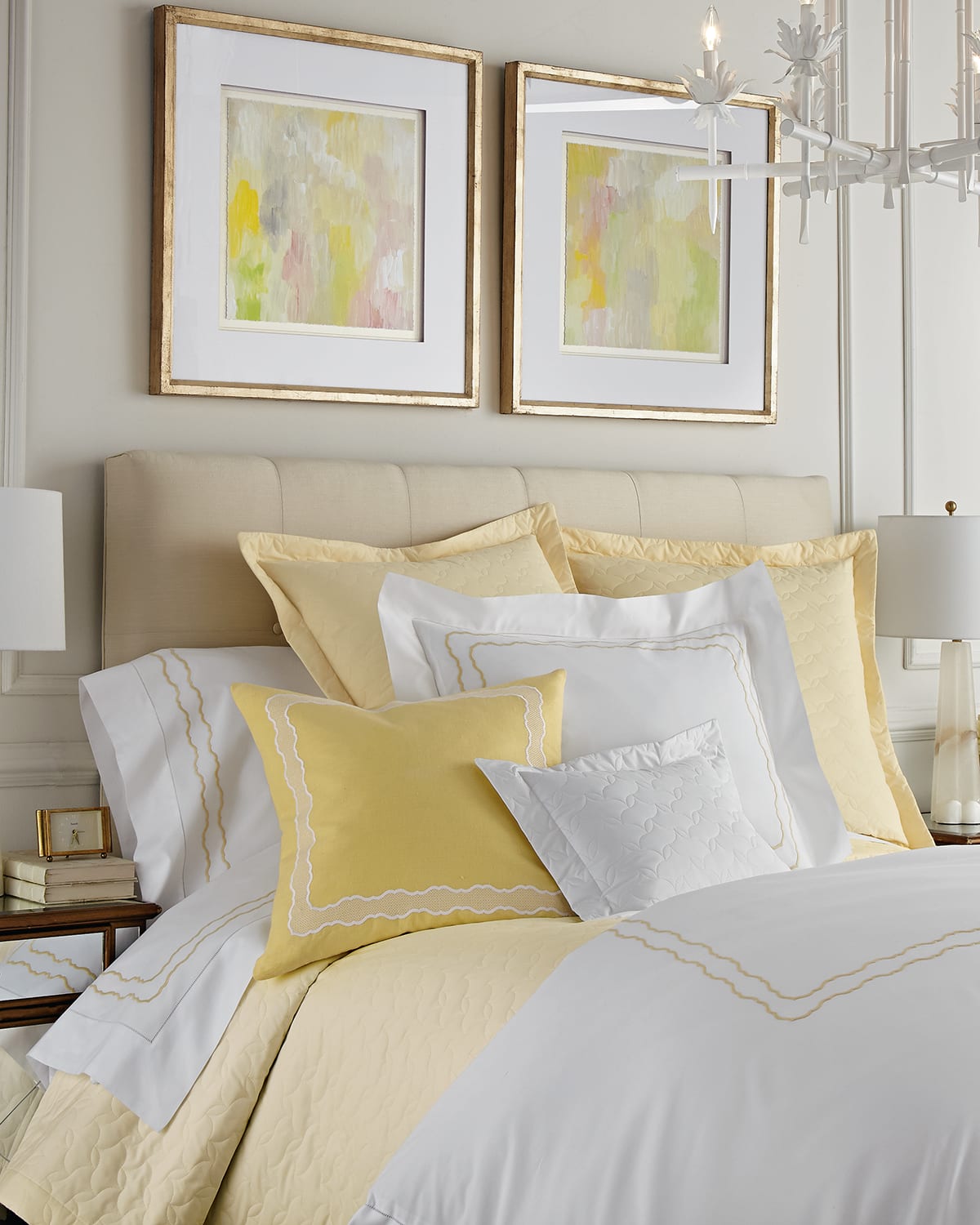 Sferra Embroidered & Quilted Percale Bedding & 406 Thread Count Sheets ...