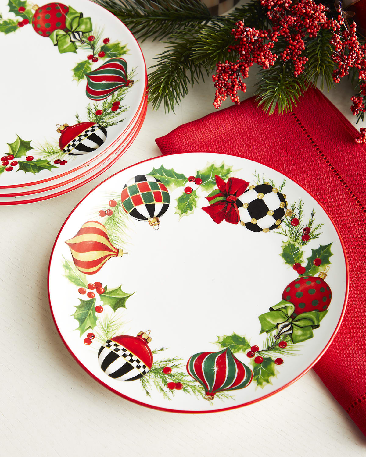 MacKenzie-Childs Deck The Halls Dinnerware Collection & Matching Items ...