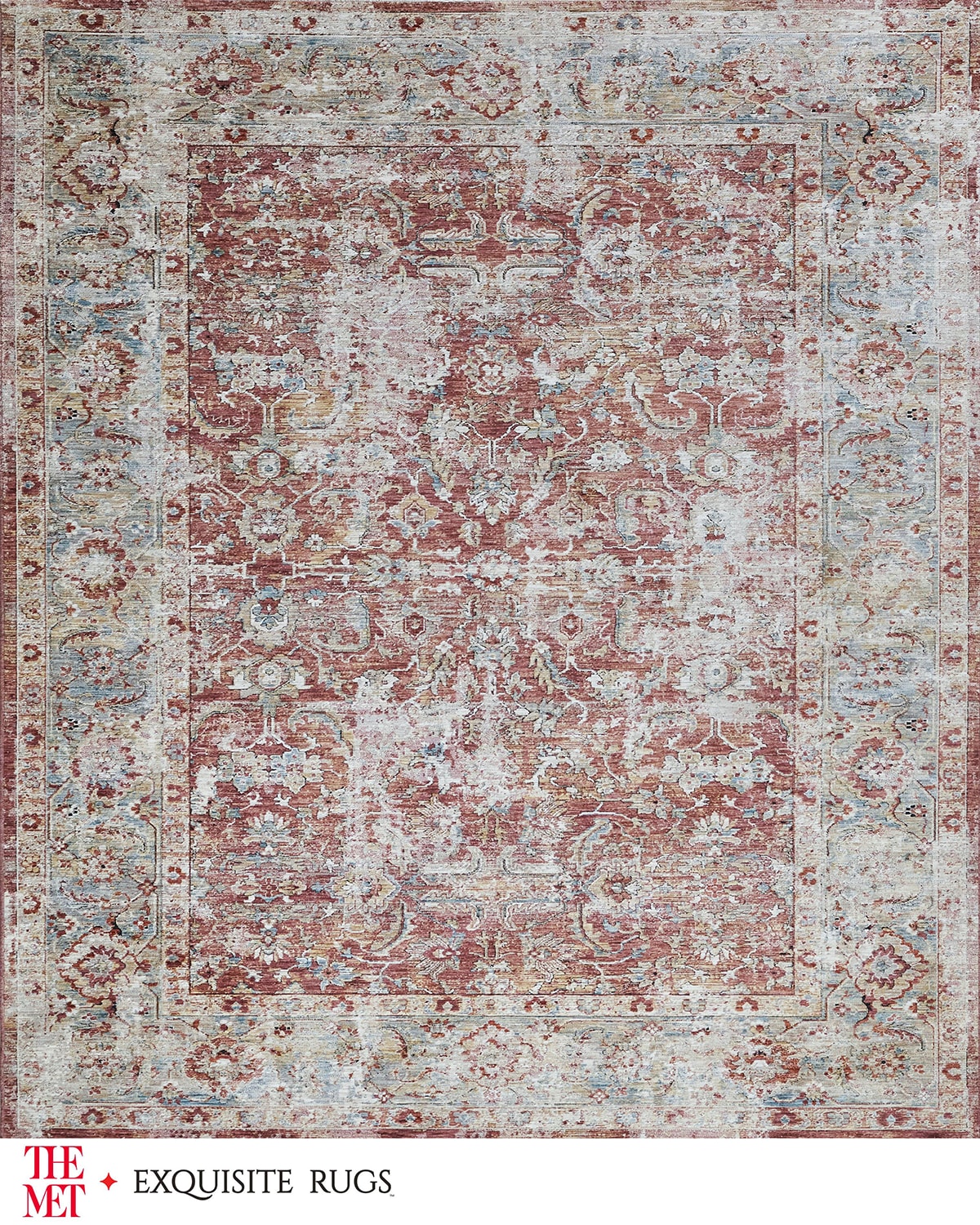 Exquisite Rugs x THE MET Antique-Loomed Rust and Blue Rug Collection ...