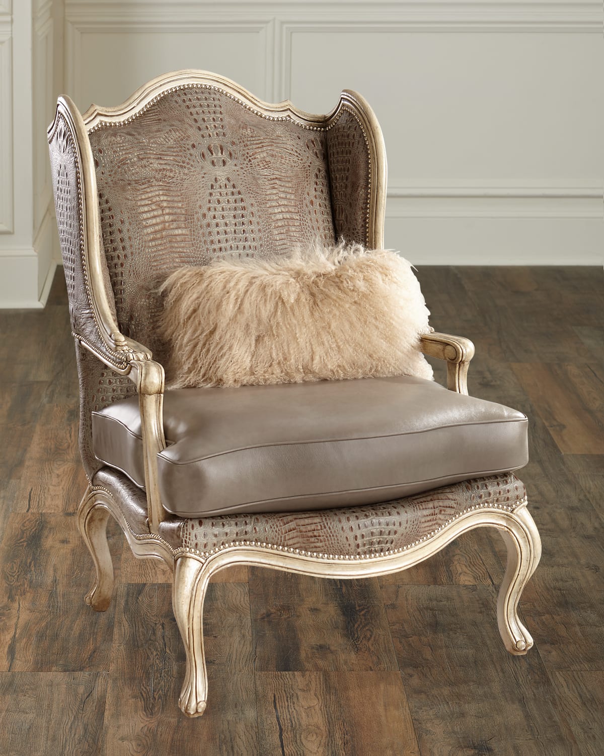 Massoud Beth Leather Wingback Chair | Horchow