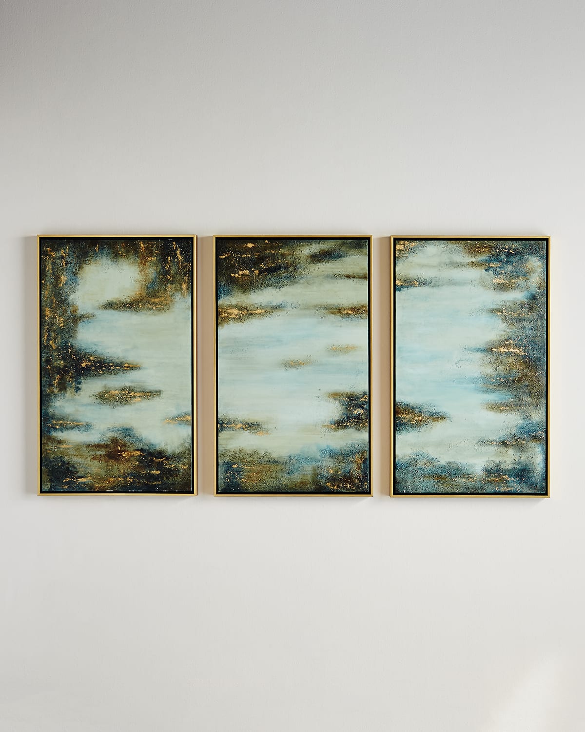 Triptych Colors in Blue Hand-Painted Art on Canvas | Horchow