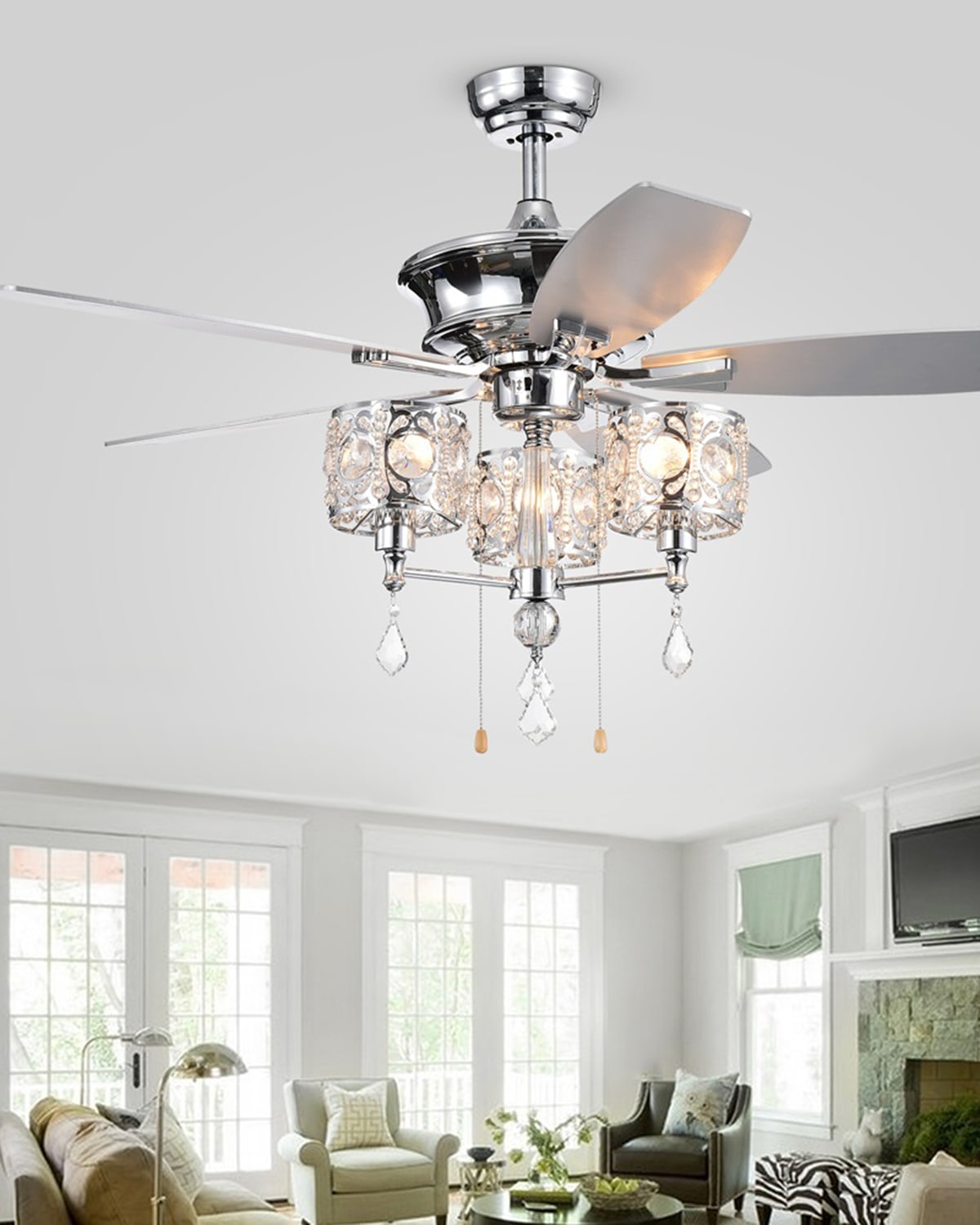 Home Accessories Angel Crystal Dome Chandelier Ceiling Fan | Horchow