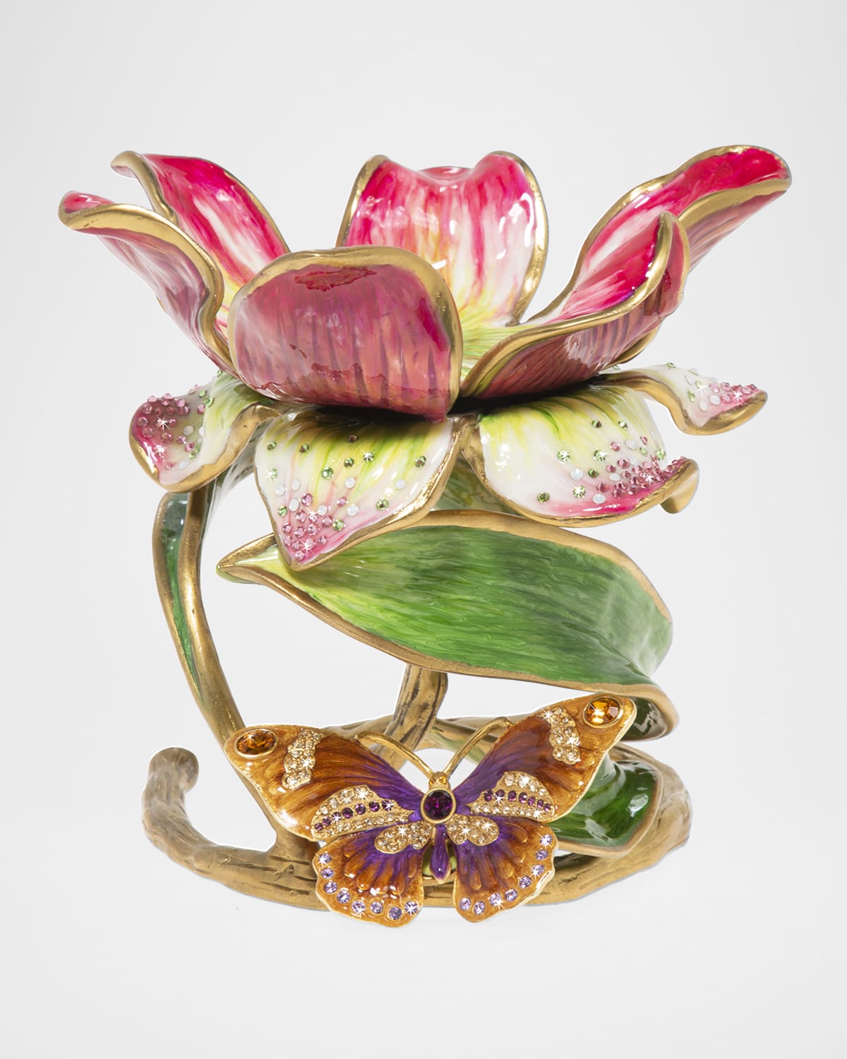 Jay Strongwater Meredith Floral 9" Pillar Candle Holder | Horchow