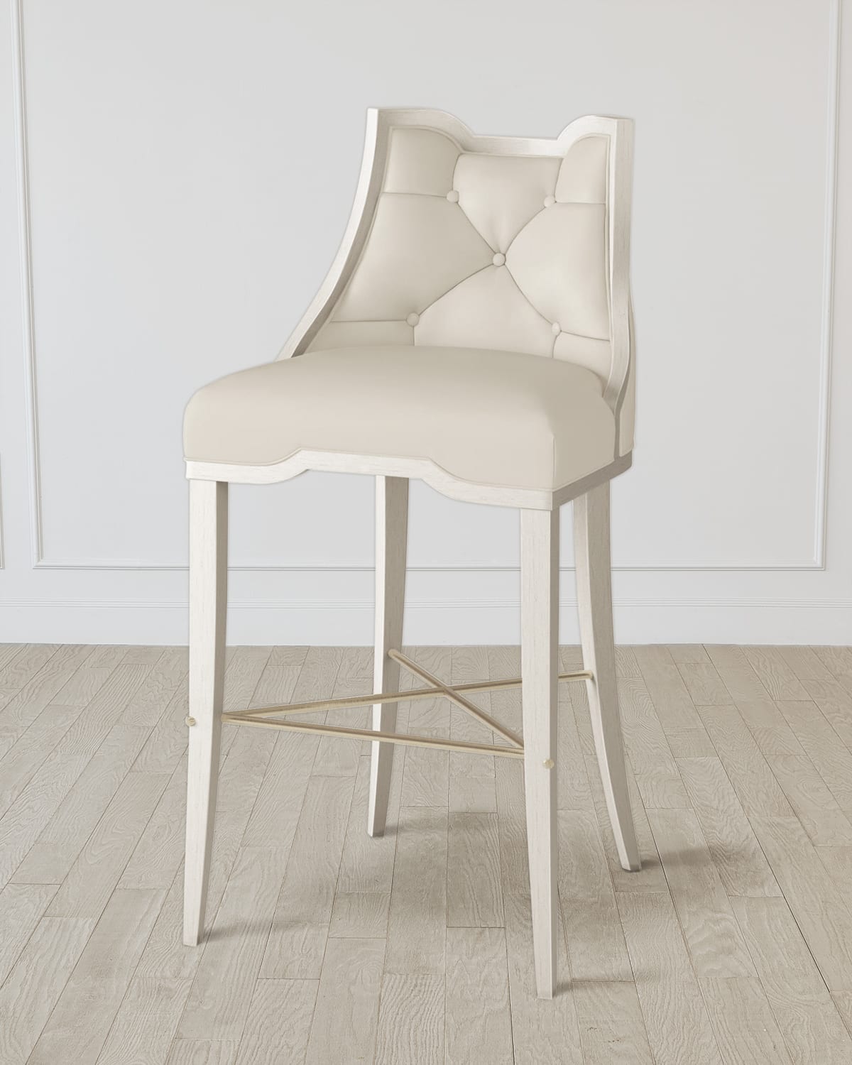 William D. Scott for Global Views Delia Antique White Bar Stool | Horchow