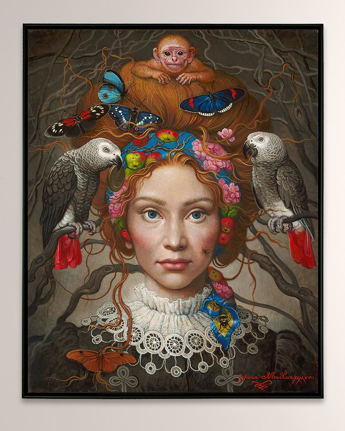 Yana Movchan "Monkey Watching Dancing Flowers" Limited Edition Giclee ...