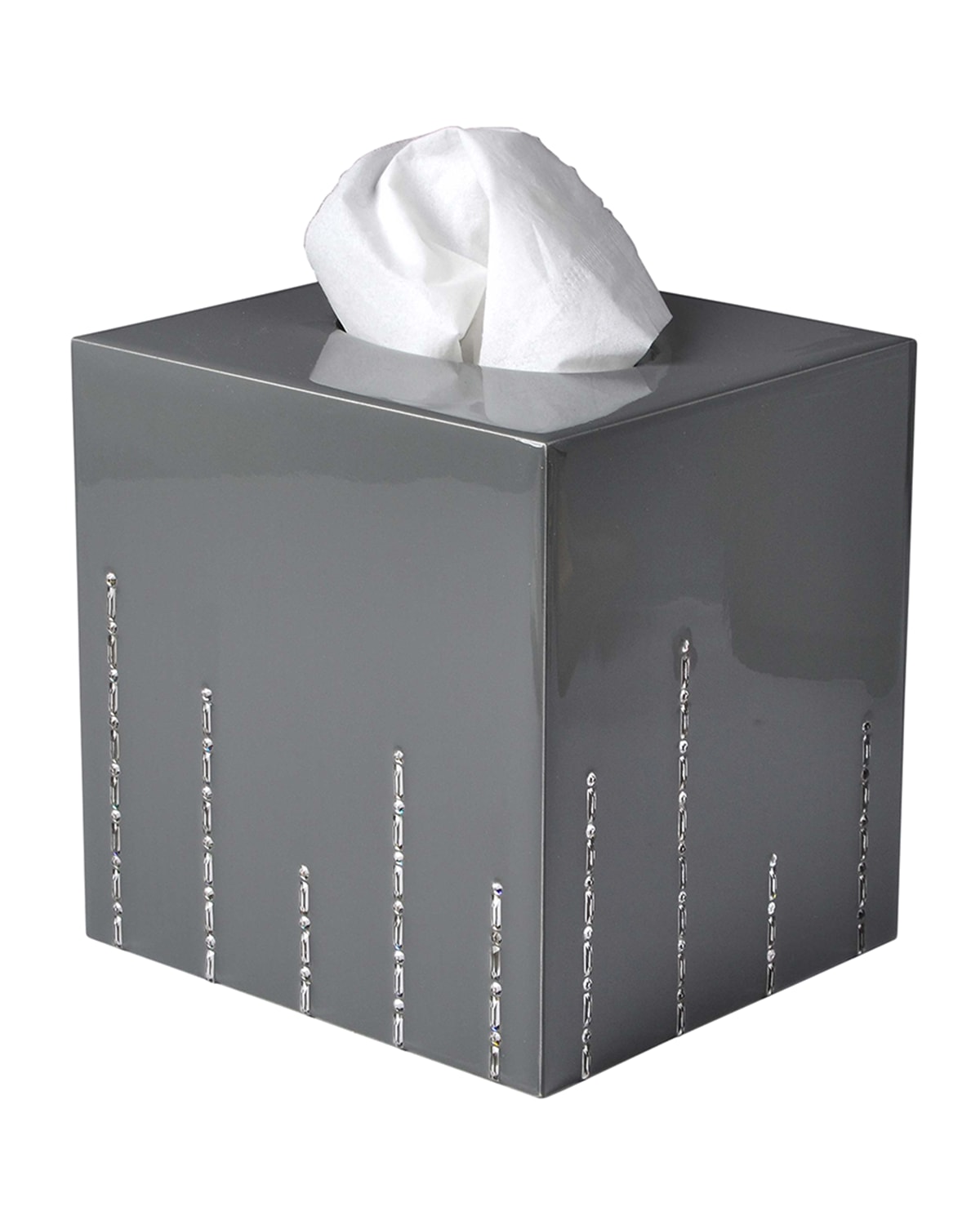 Mike & Ally Nova Glass Tissue Box with Stones, Black | Horchow