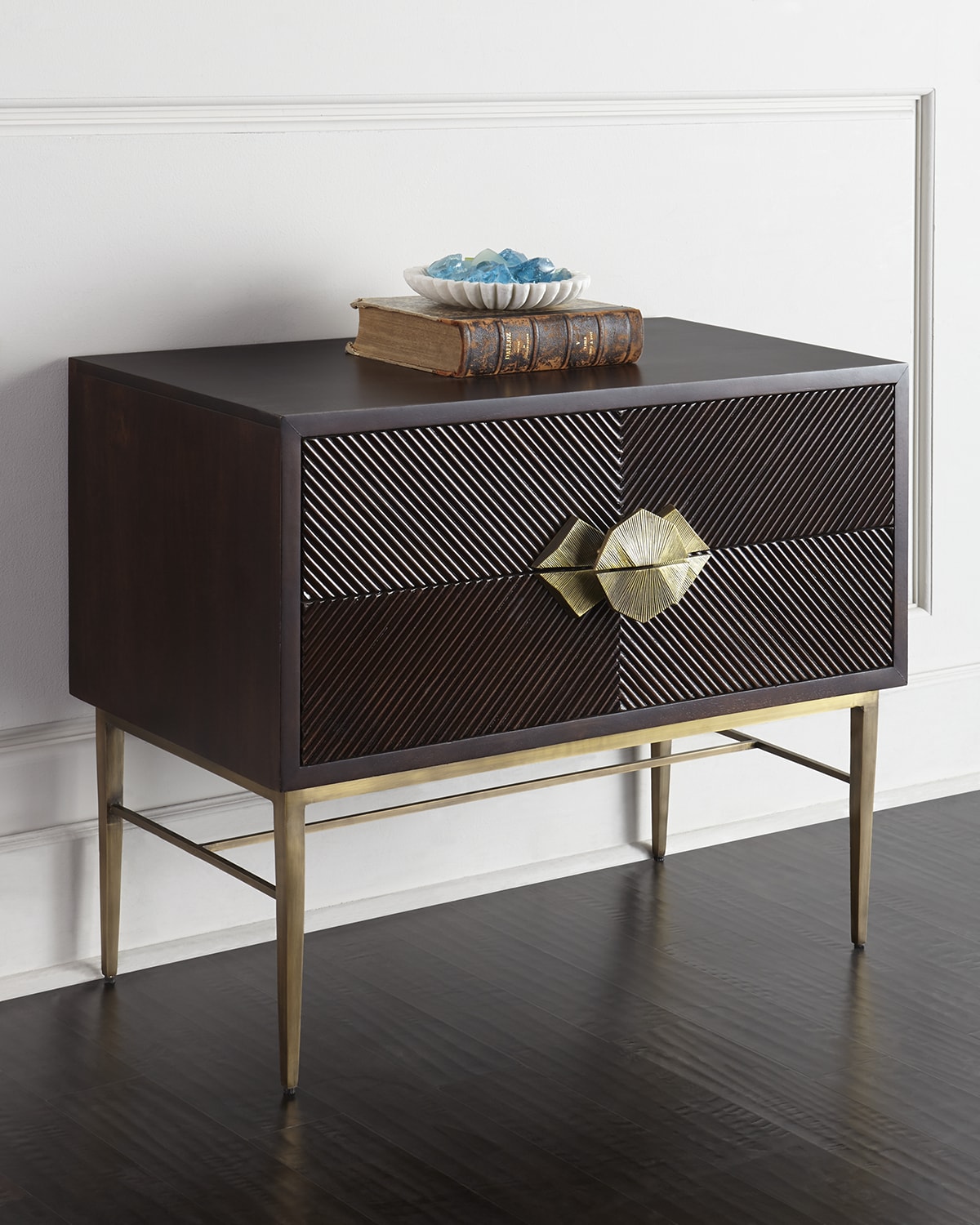 Global Views Crinkle Bronze Bedside Chest | Horchow