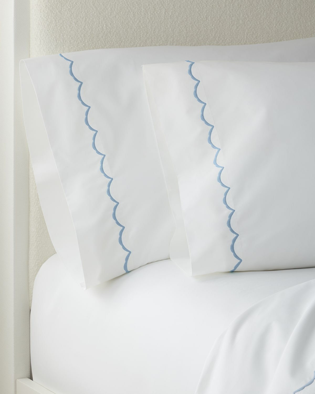 Matouk Two Scallops Embroidered 350 Thread Count Pillowcases, KING CASE ...