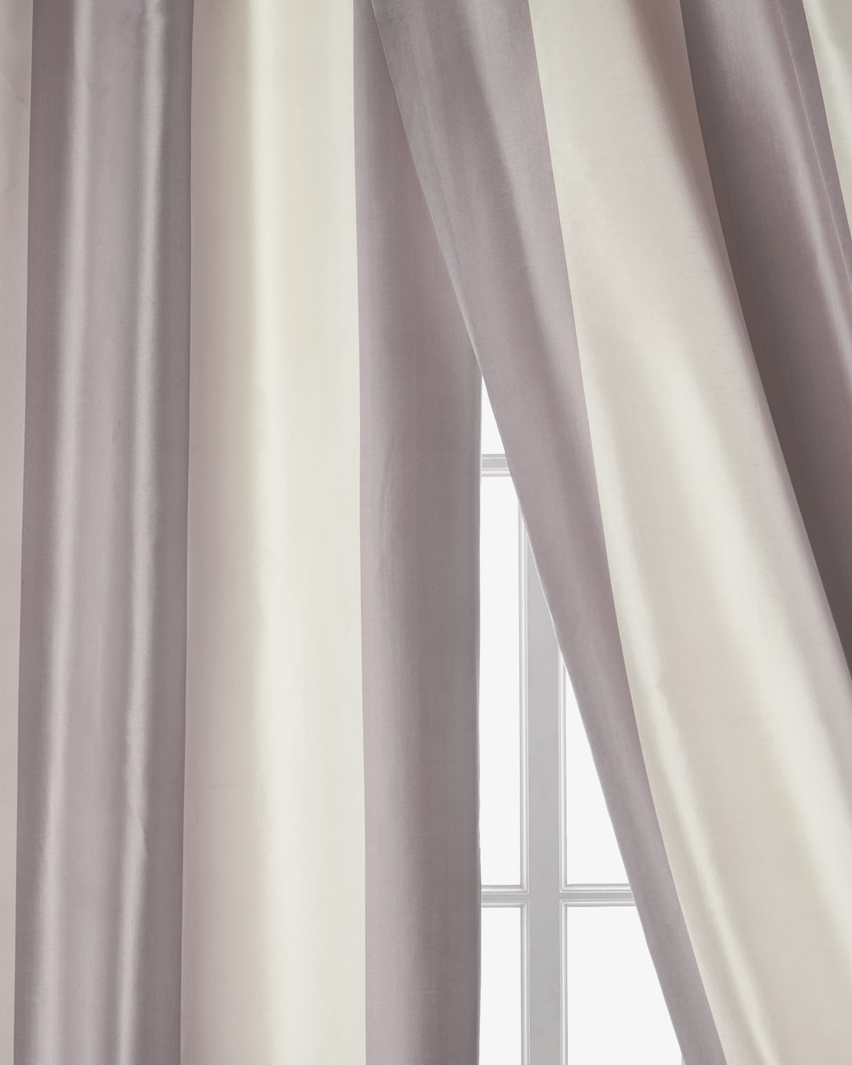 Home Silks Each 52"W x 108"L Hudson Metallic-Band Curtain | Horchow