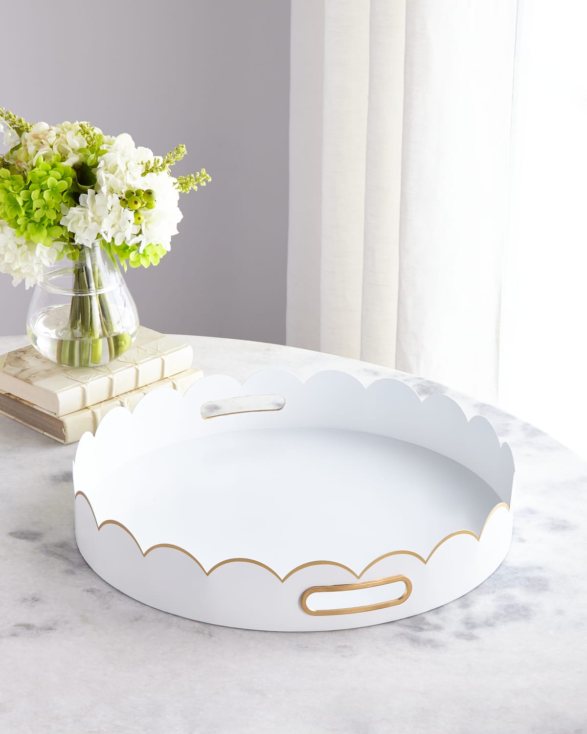 Old World Design Eloise Rectangular White & Gold Tray | Horchow