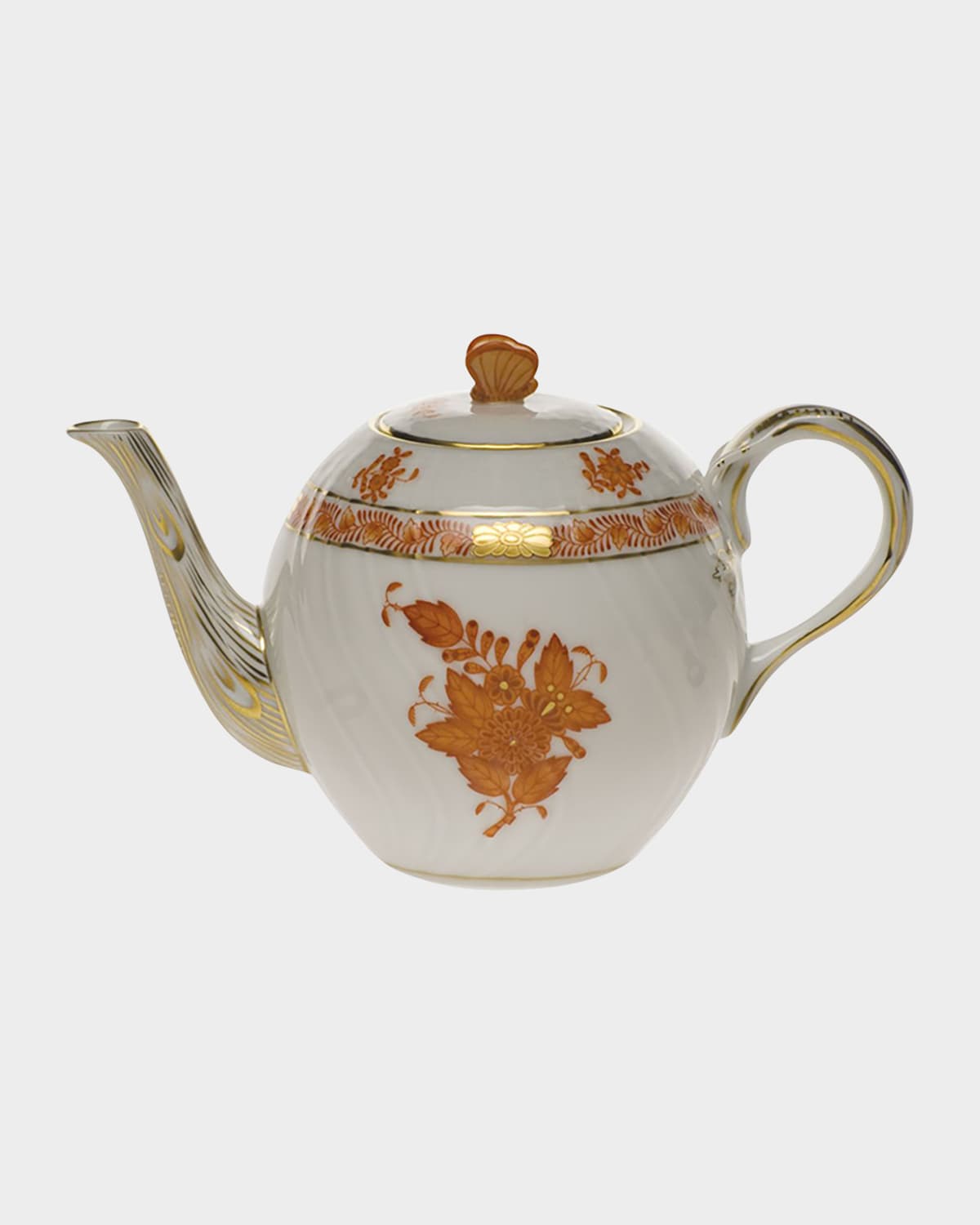 Herend Chinese Bouquet Rust Teapot with Rose | Horchow