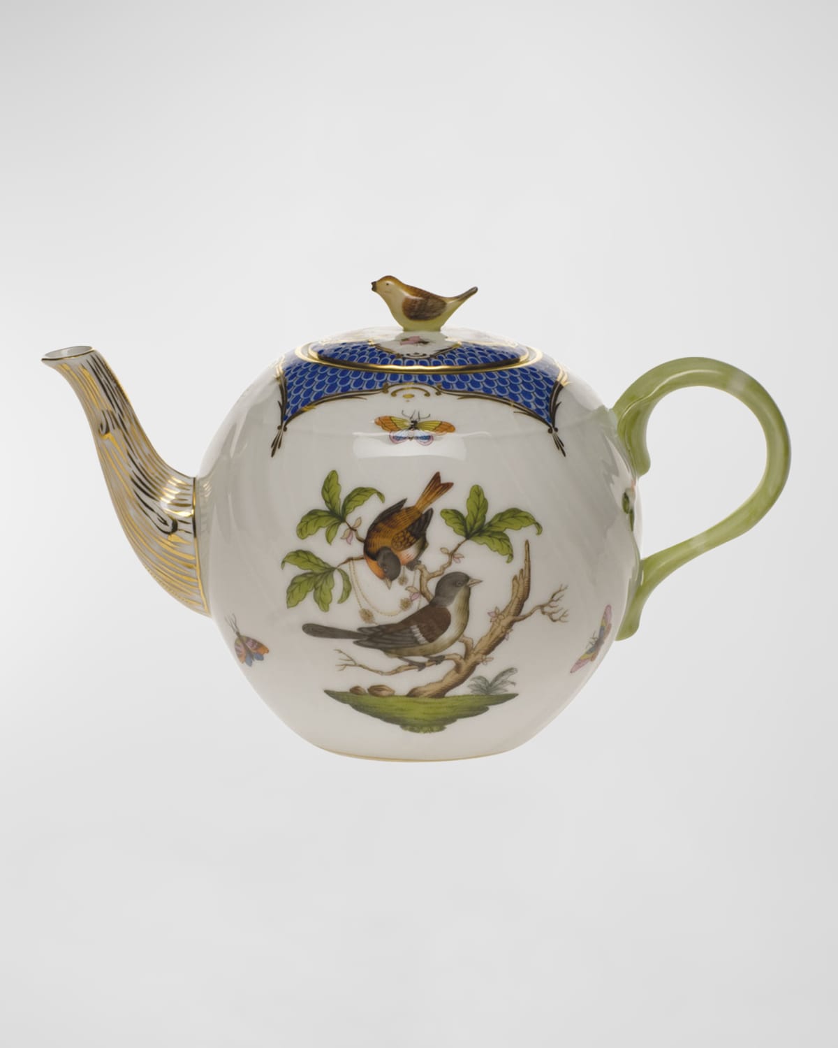 Herend Rothschild Bird Green Border Tea Pot with Bird | Horchow