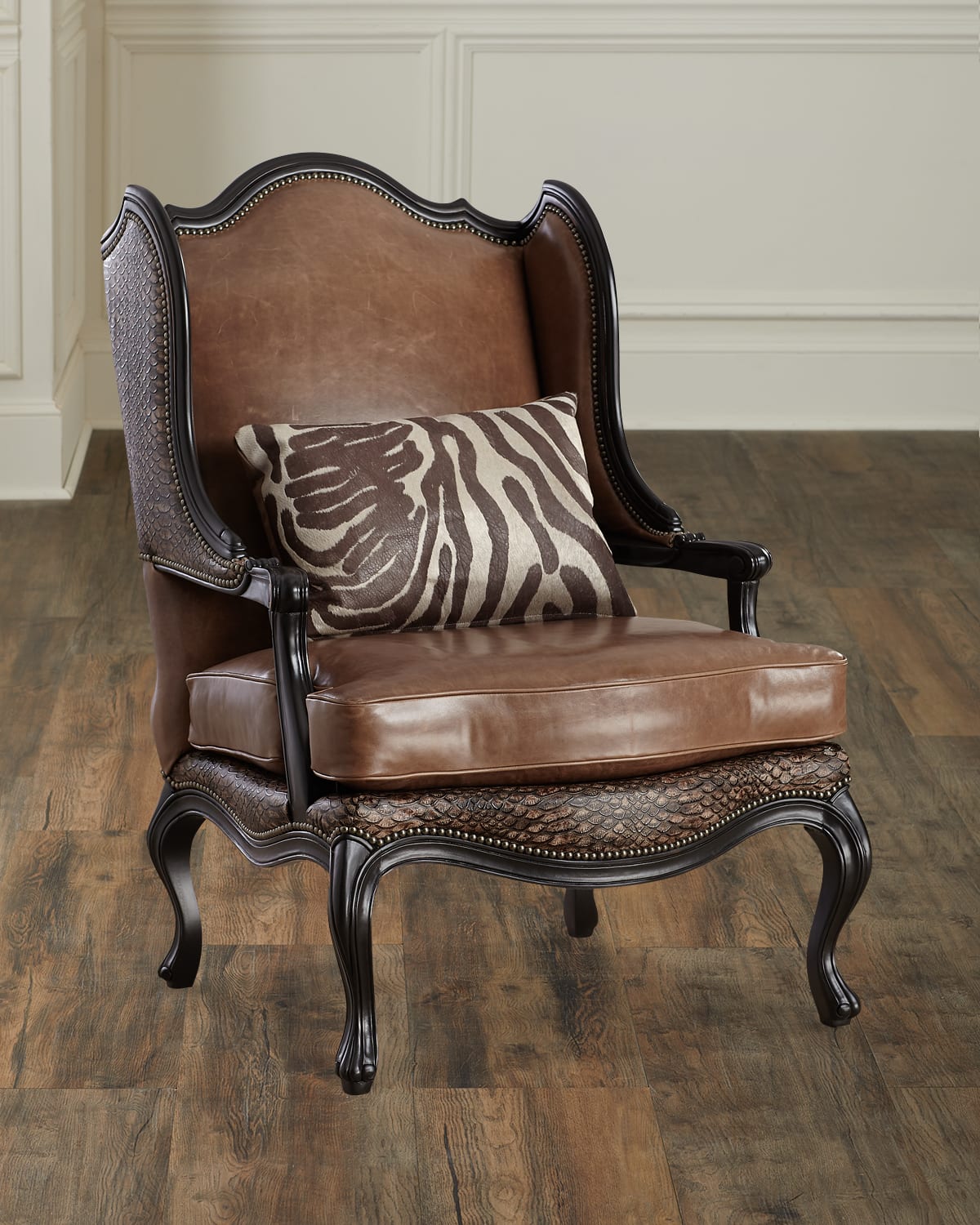 Massoud Atlanta Leather Wing Chair | Horchow