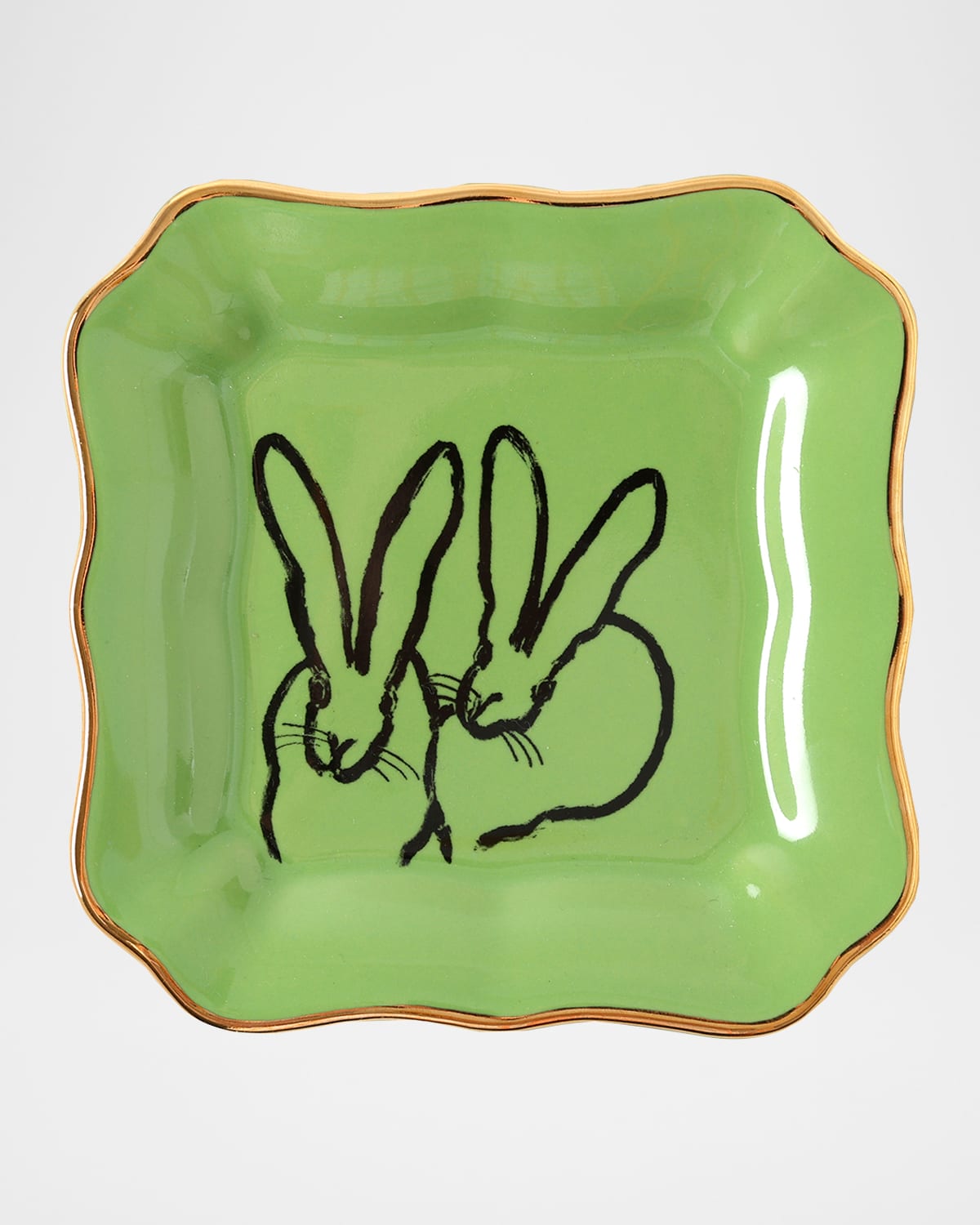 Hunt Slonem Portrait Plate with Gold Rim - Yellow | Horchow