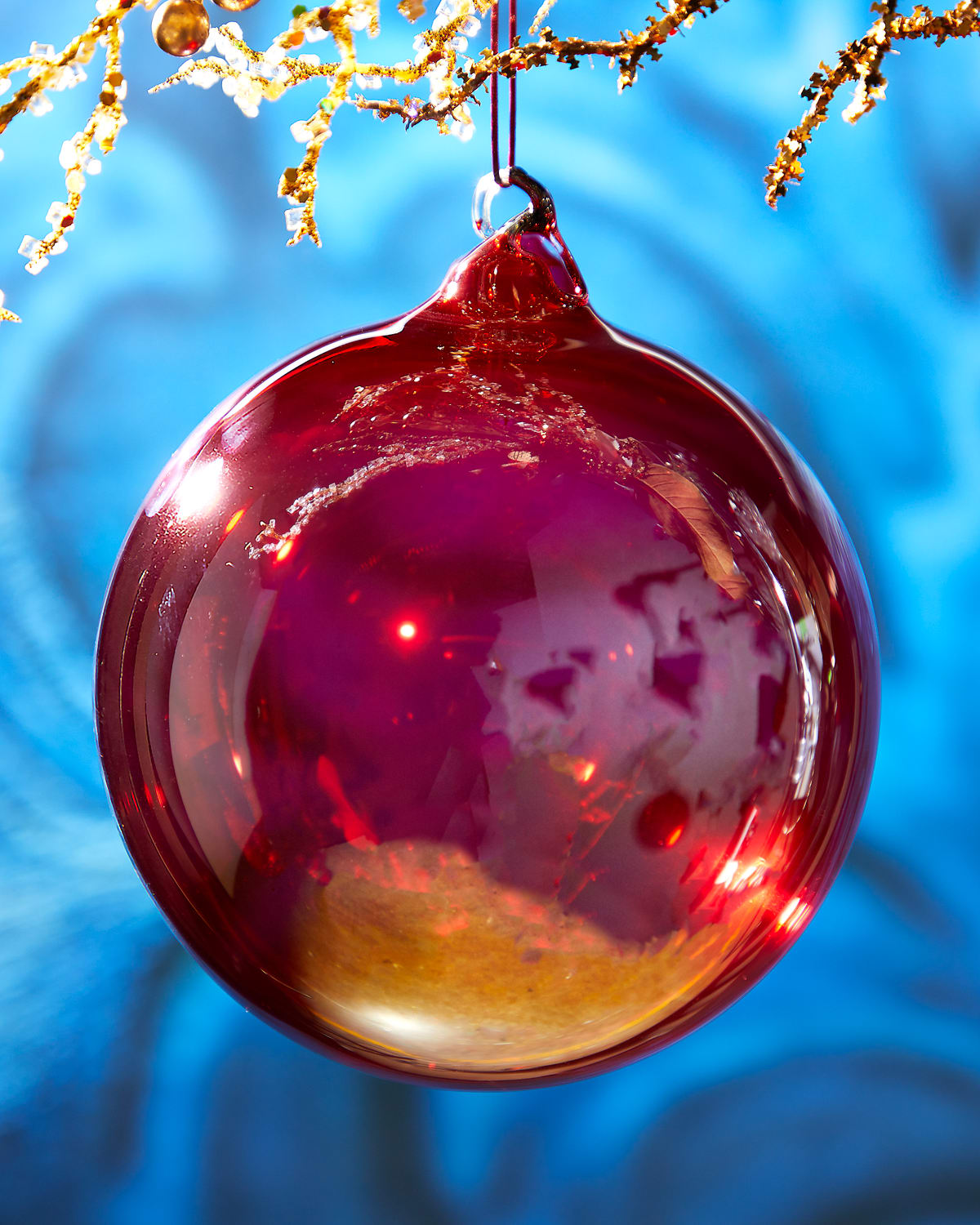 Jim Marvin Majestic Cobalt Glass Ball Christmas Ornament | Horchow