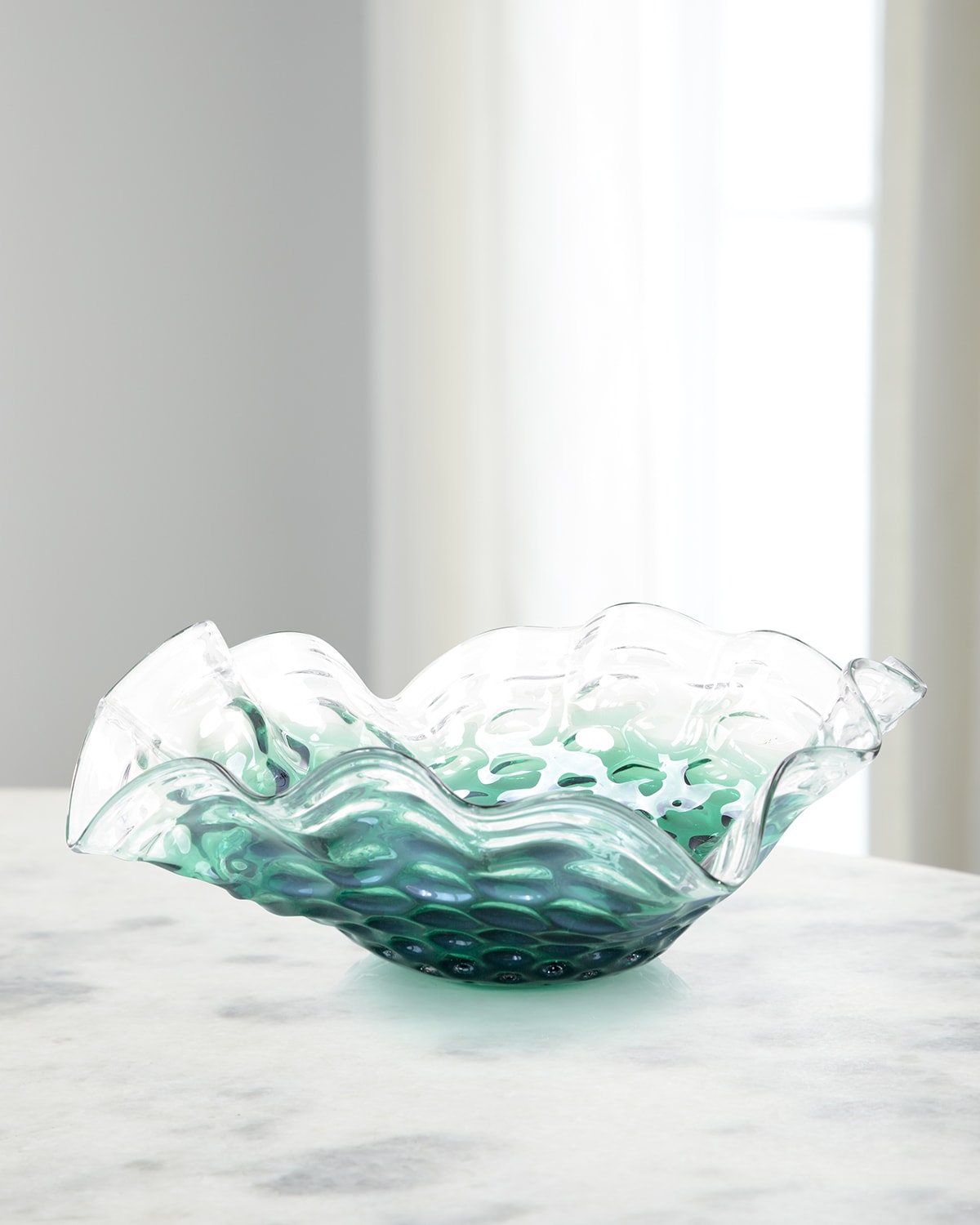 John-Richard Collection Emerald Green and Charcoal Hand-Blown Glass ...