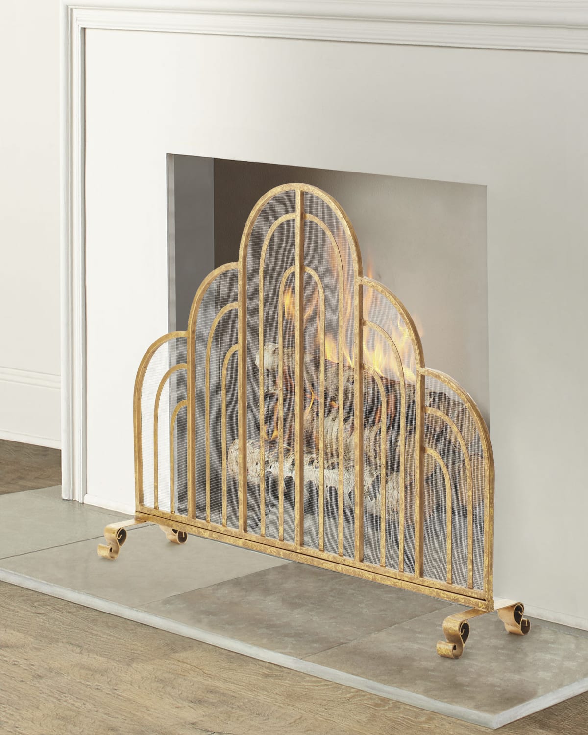 Mono Fire Screen with Leaf Accent, Personalized | Horchow