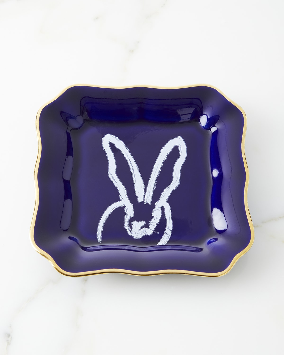 Hunt Slonem Portrait Plate with Gold Rim - Pink | Horchow