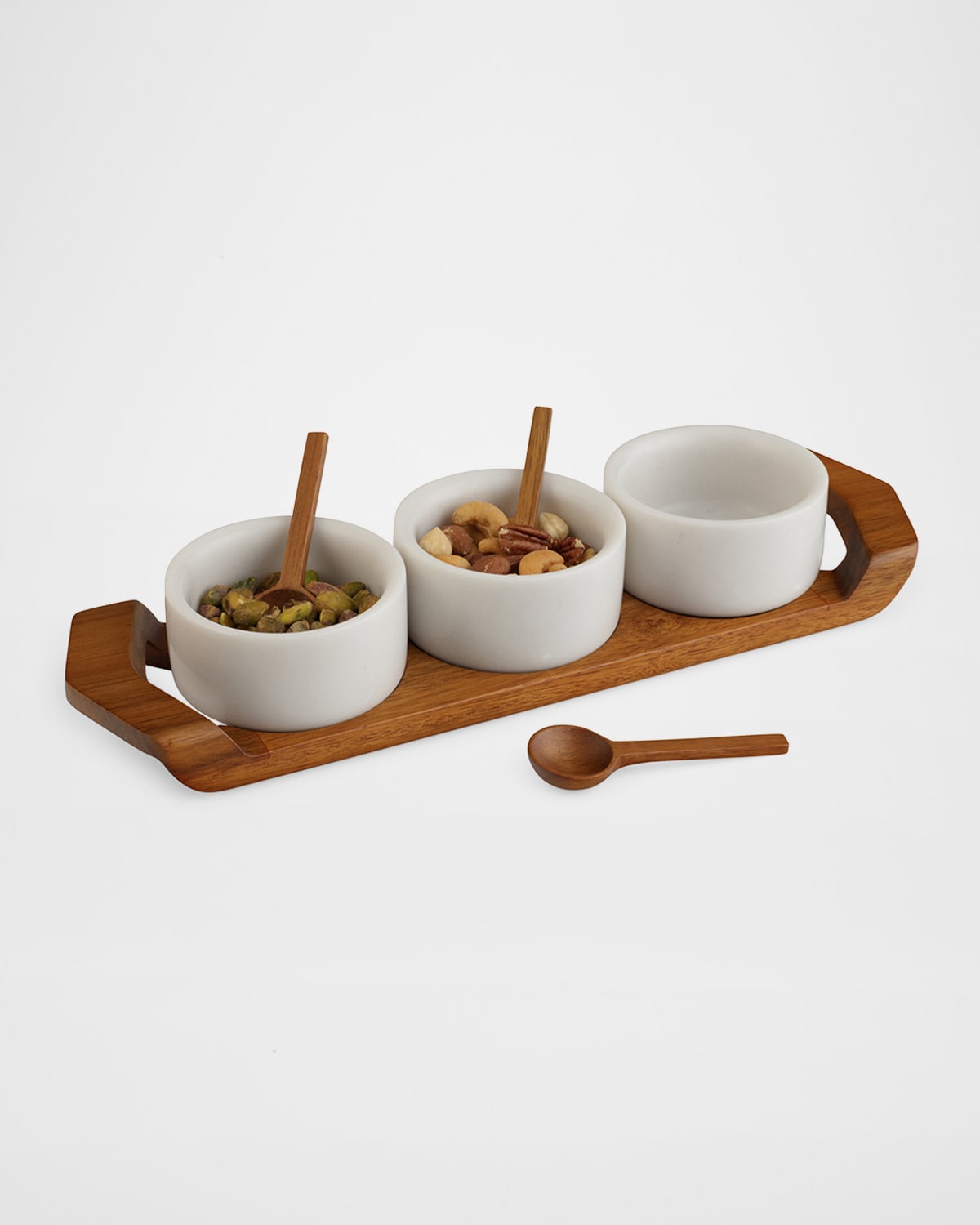 Nambe Cooper Triple Condiment Server with Spoons | Horchow