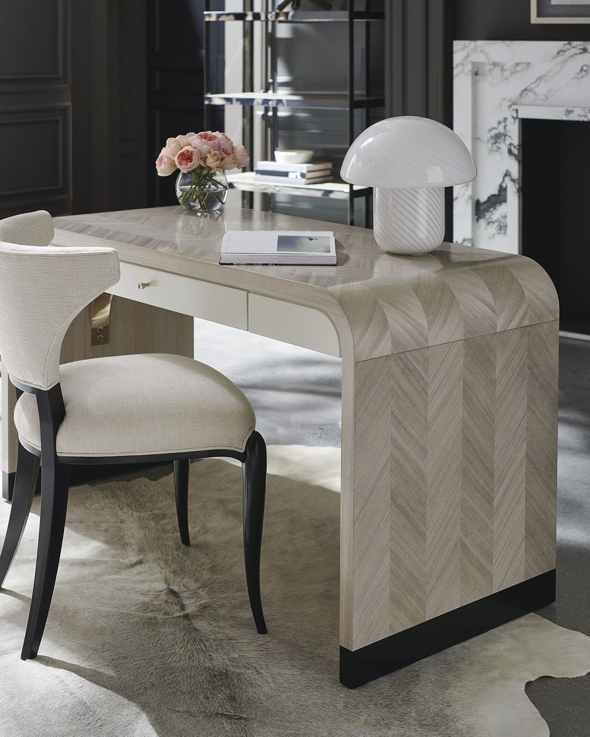 John-Richard Collection Curved Walnut Writing Desk | Horchow