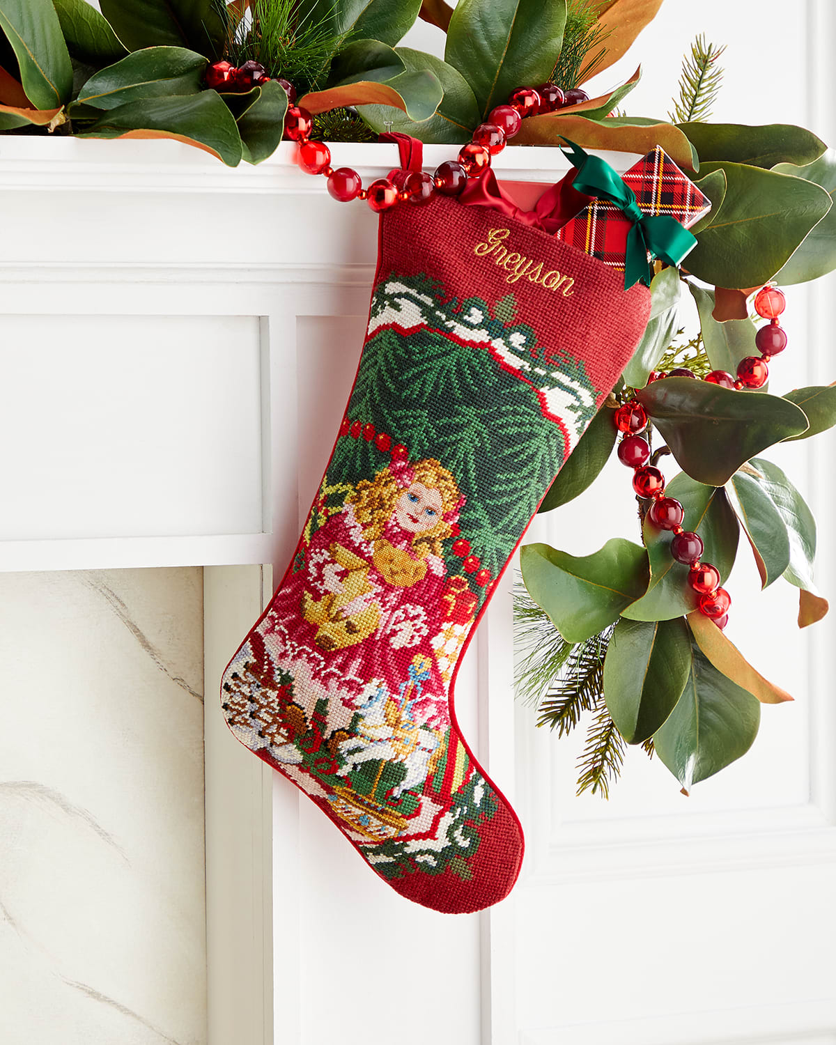 Sferra Needlepoint Angel Stocking, Personalized | Horchow