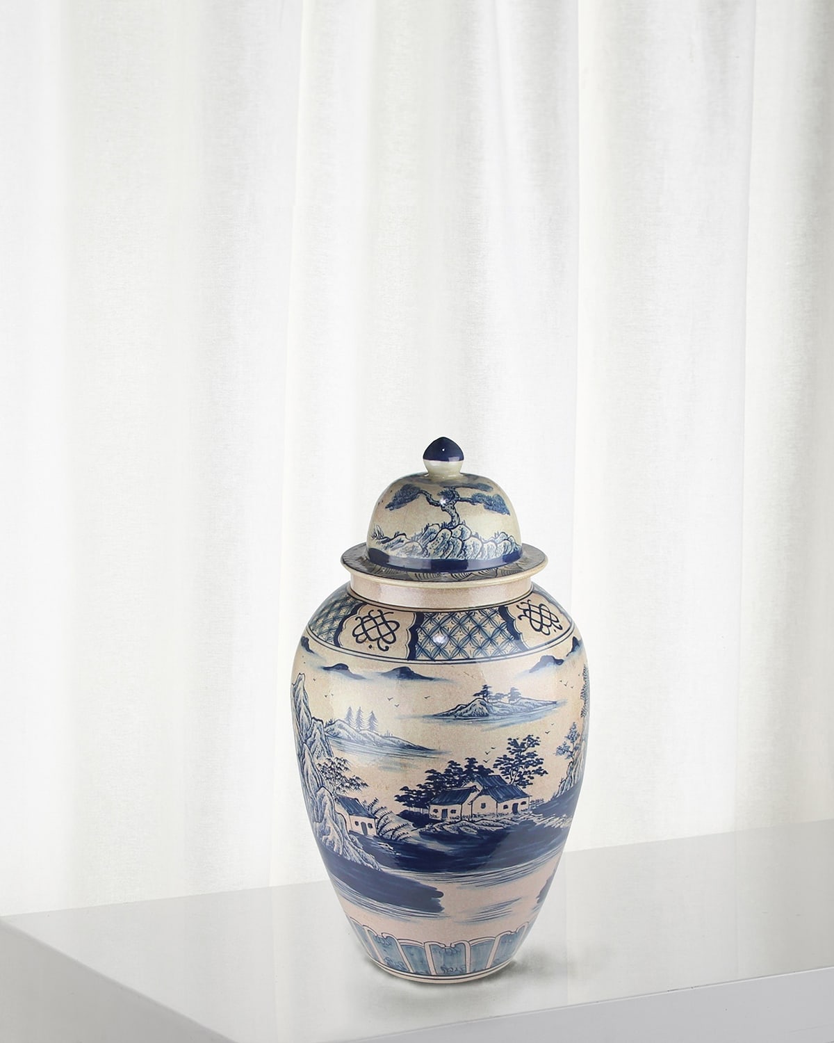 Winward Home Plum Blossom Porcelain Jar, 18" | Horchow