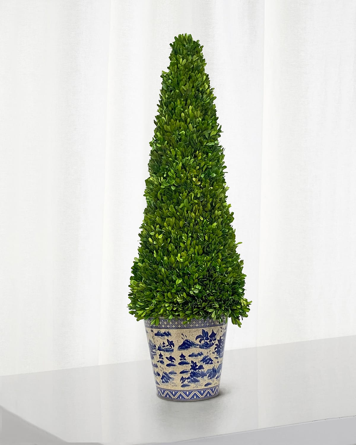 Winward Home Faux Boxwood Spiral Topiary Plant in Planter, 78"T | Horchow