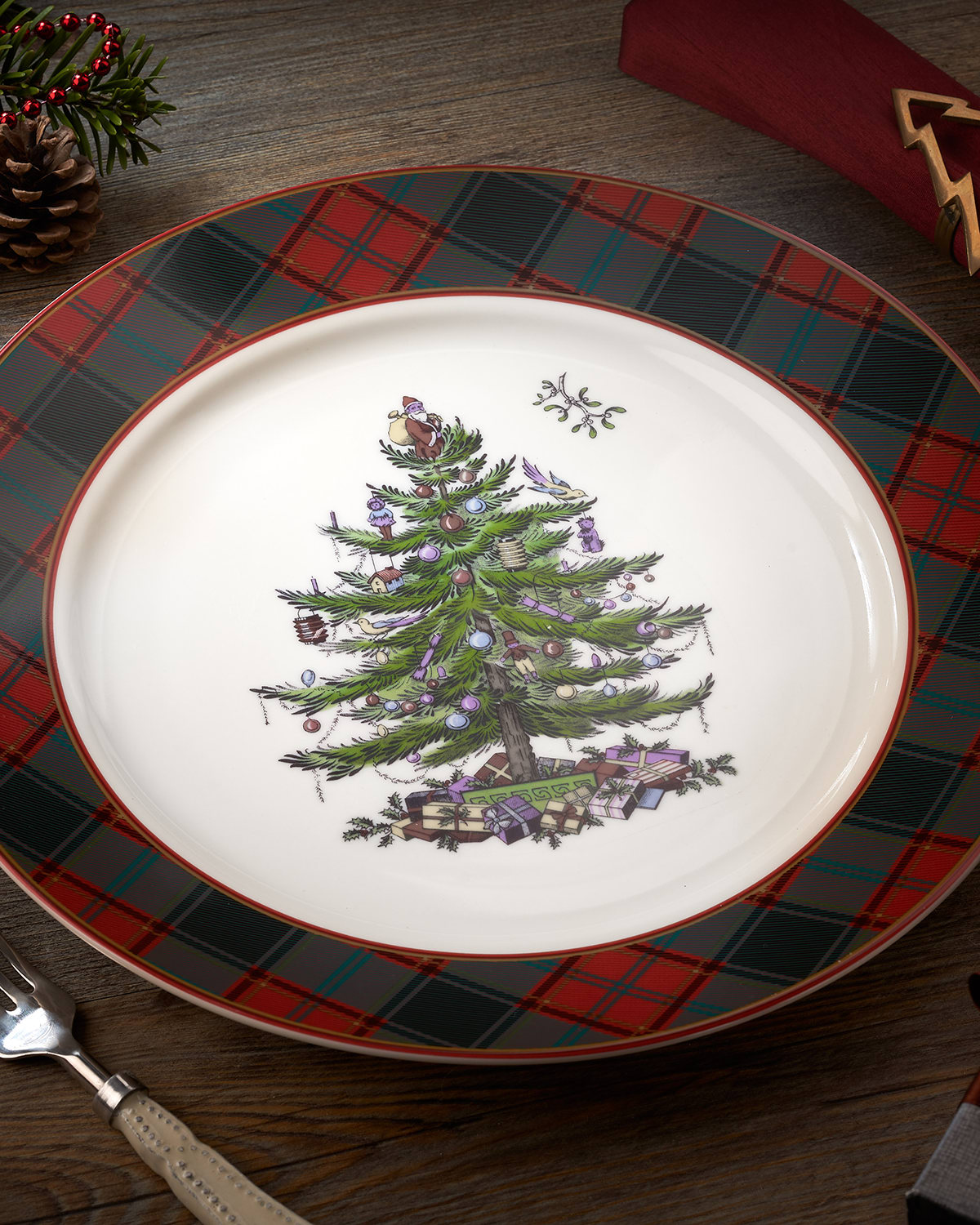 Spode Christmas Tree Tartan Dinner Plate, Set of 4 | Horchow