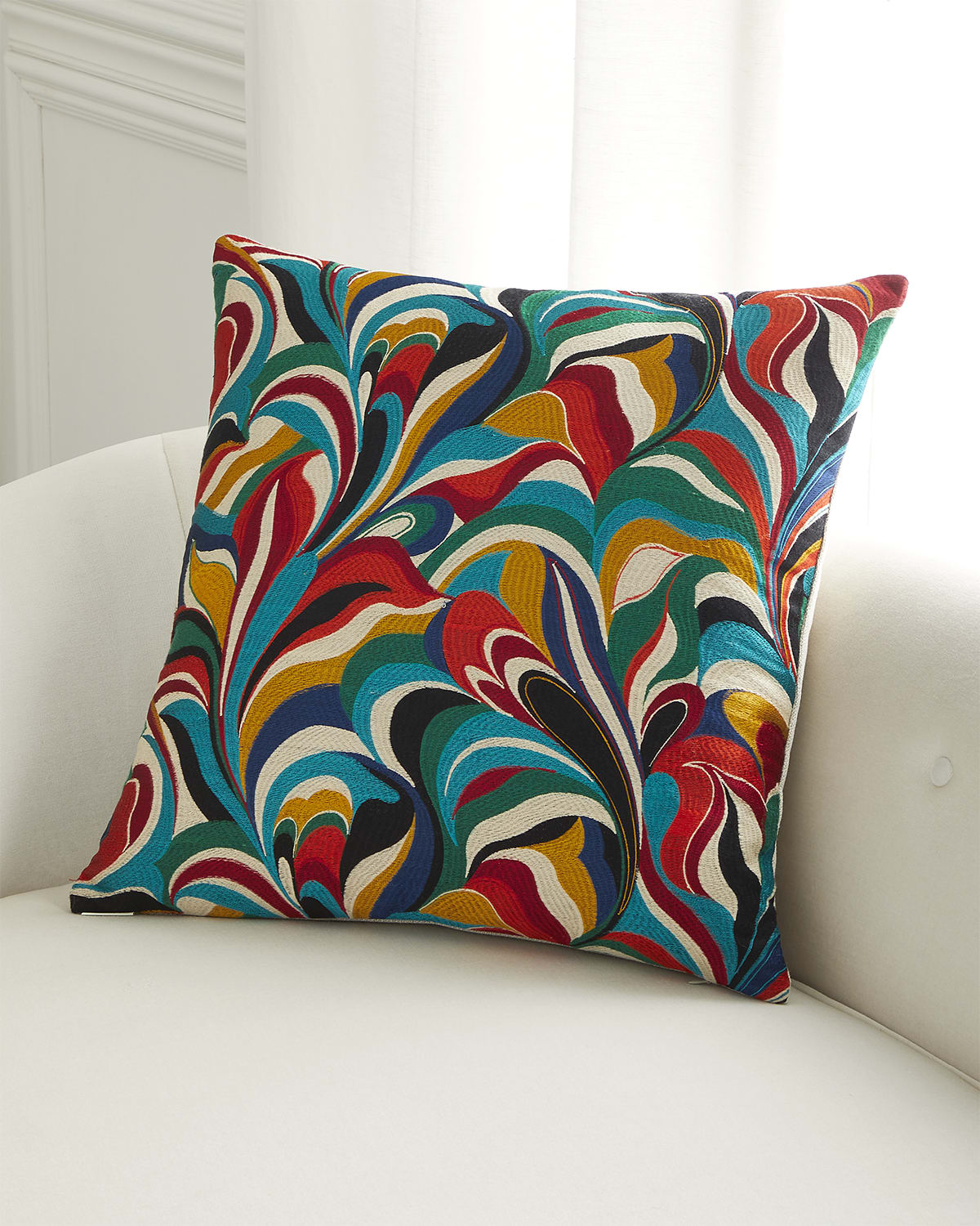 D.V. KAP Home Cali Embroidered Decorative Pillow, 24" Square | Horchow