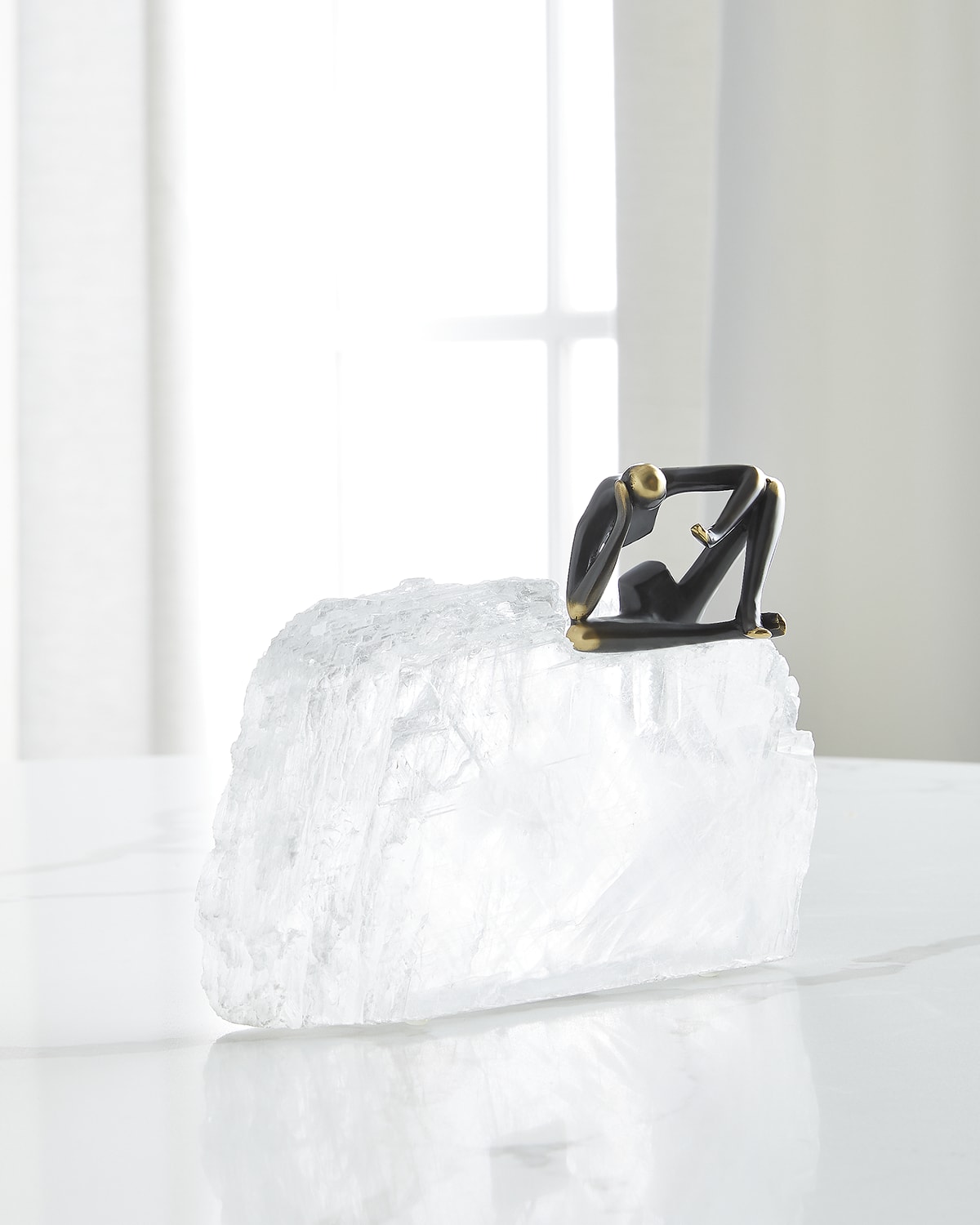 John-Richard Collection Brass Dancer on Selenite Sculpture | Horchow