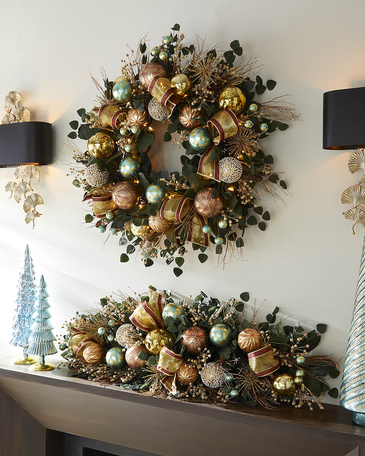 Neiman Marcus Silver & Gold Christmas Door Spray | Horchow Neiman Marcus Silver & Gold Christmas Door Spray | Horchow