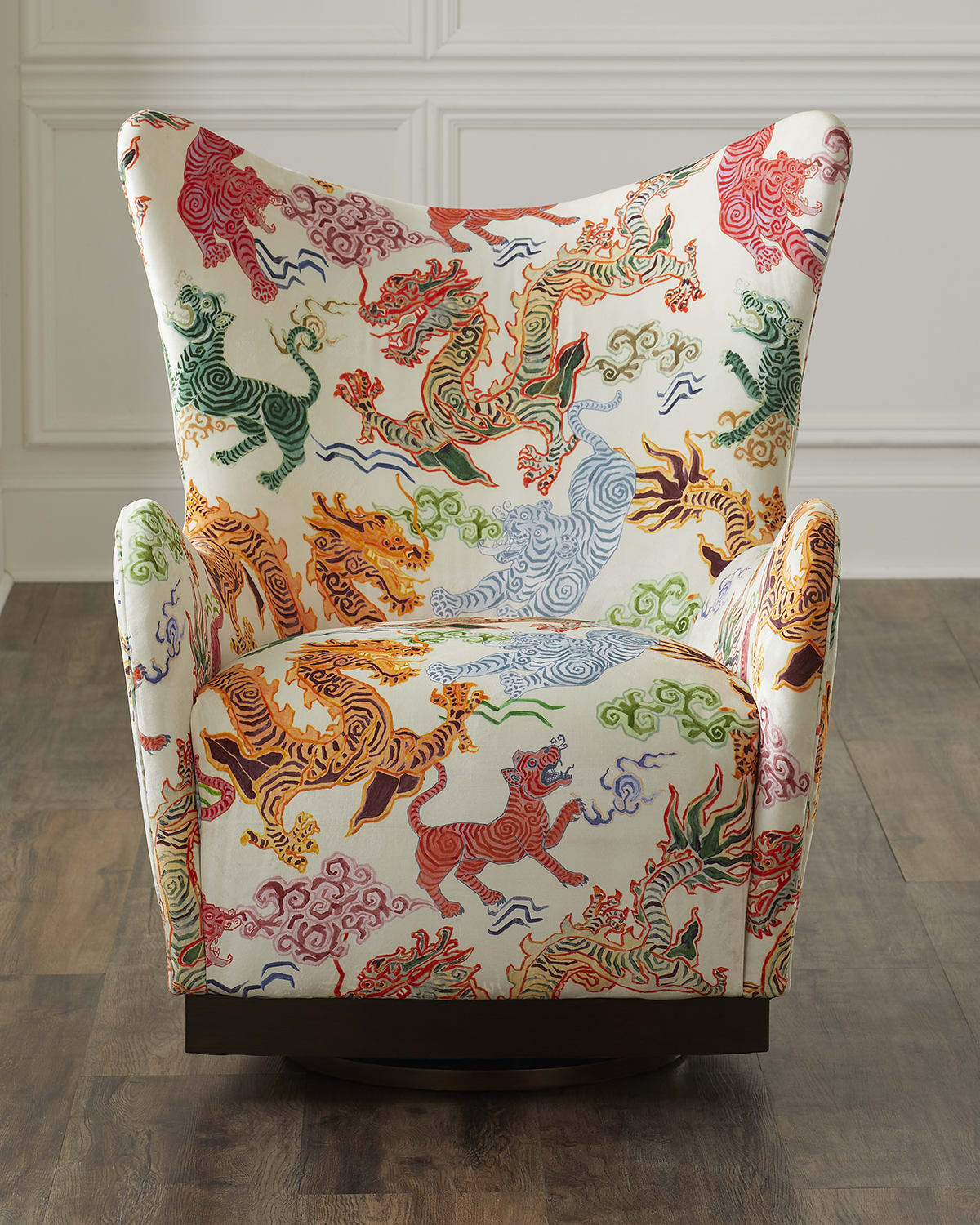 Massoud Adrienne Swivel Wing Chair | Horchow