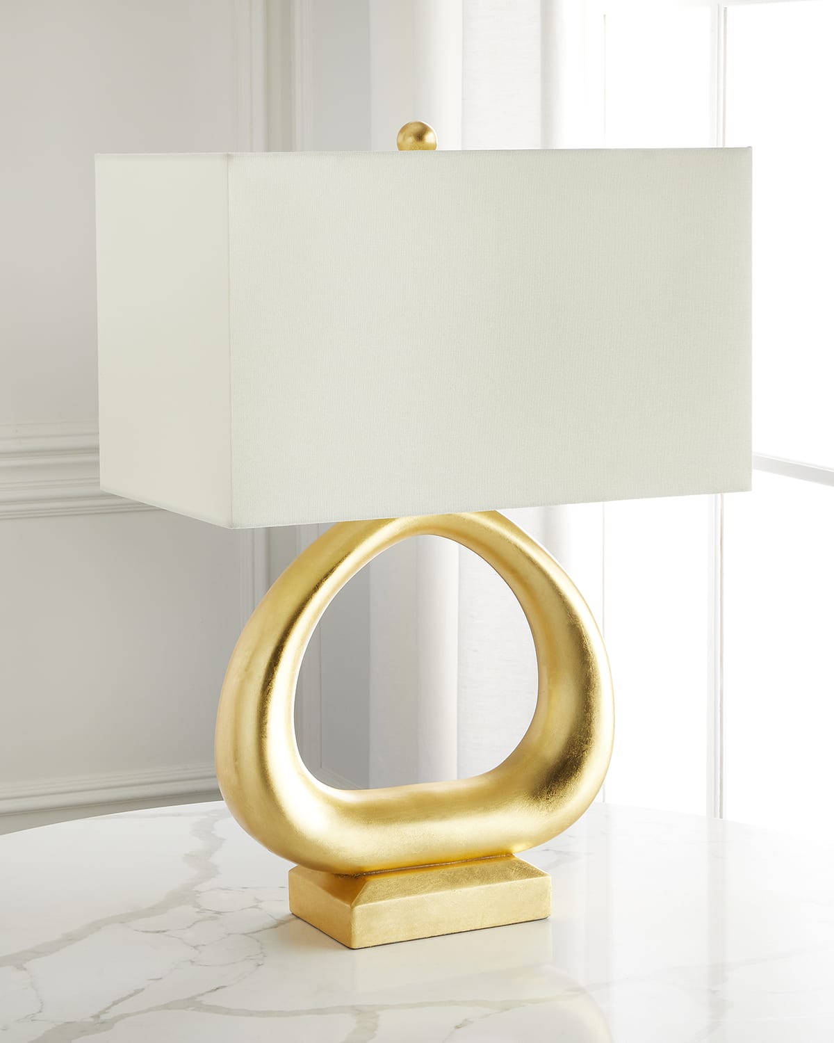 Old World Design Mallory Gold Leaf Buffet Lamp with Linen Shade | Horchow