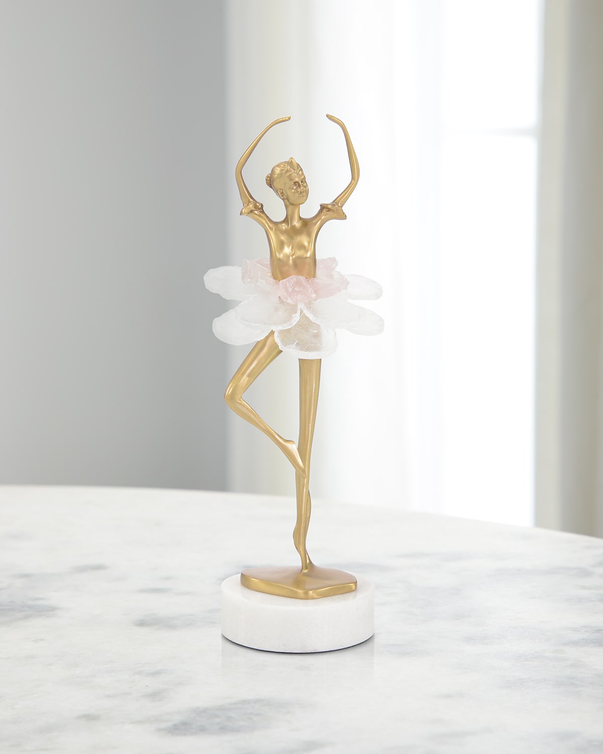 John-Richard Collection Selenite Ballet Sculpture on Marble Base I ...