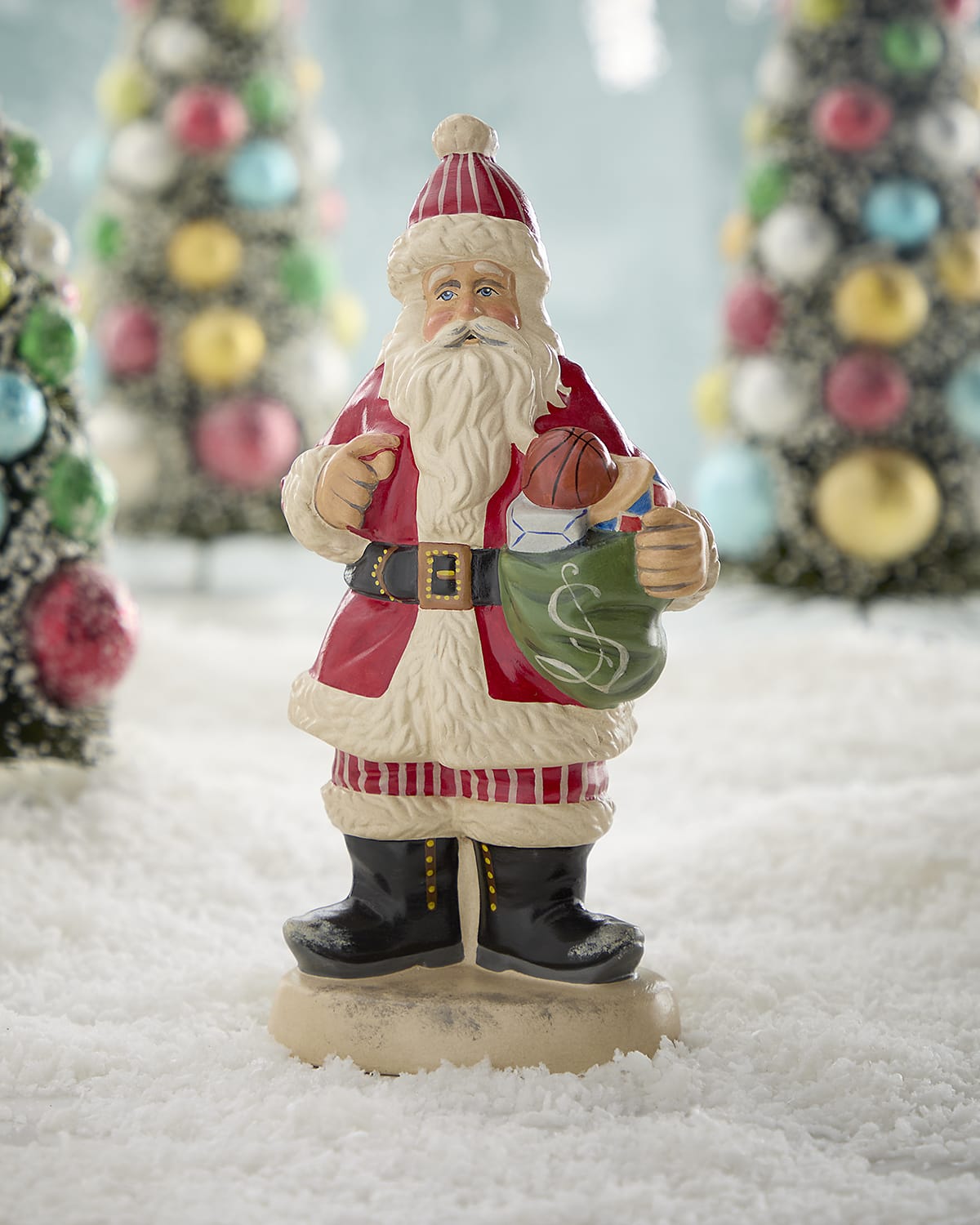 Vaillancourt Folk Art Forest Red Santa on Gold Bell Figurine | Horchow