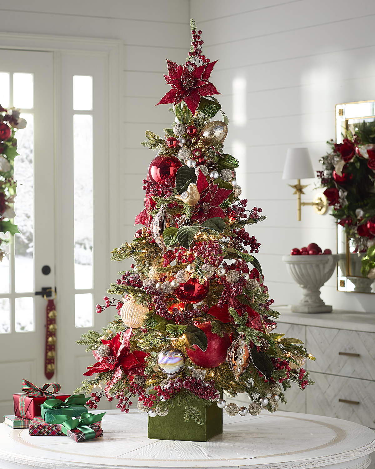 Mark Roberts 35" Rubies and Red Tabletop Christmas Tree in Urn | Horchow