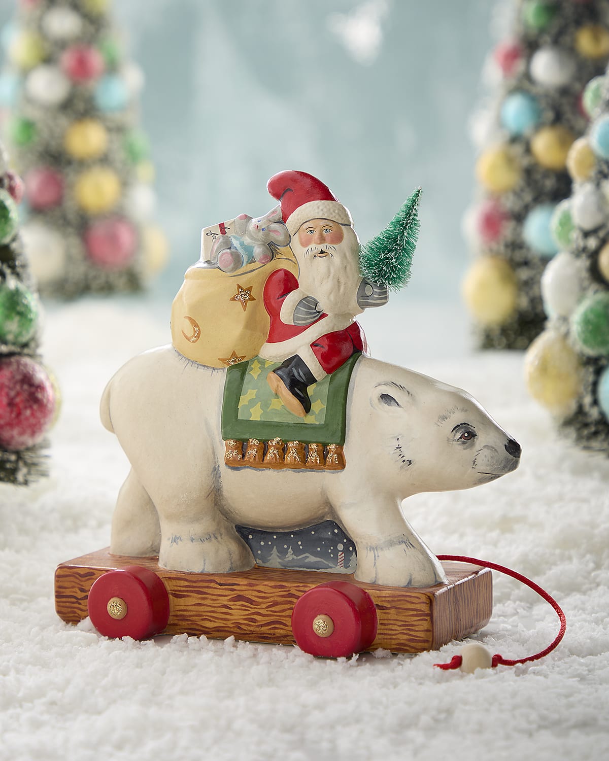 Vaillancourt Folk Art Forest Red Santa on Gold Bell Figurine | Horchow