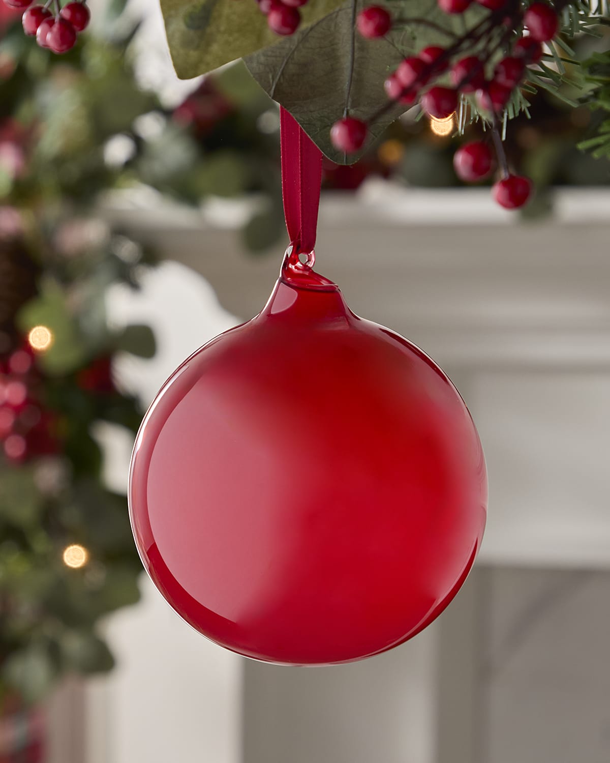 Jim Marvin Light Gold Pearl Glass Ball Christmas Ornament | Horchow