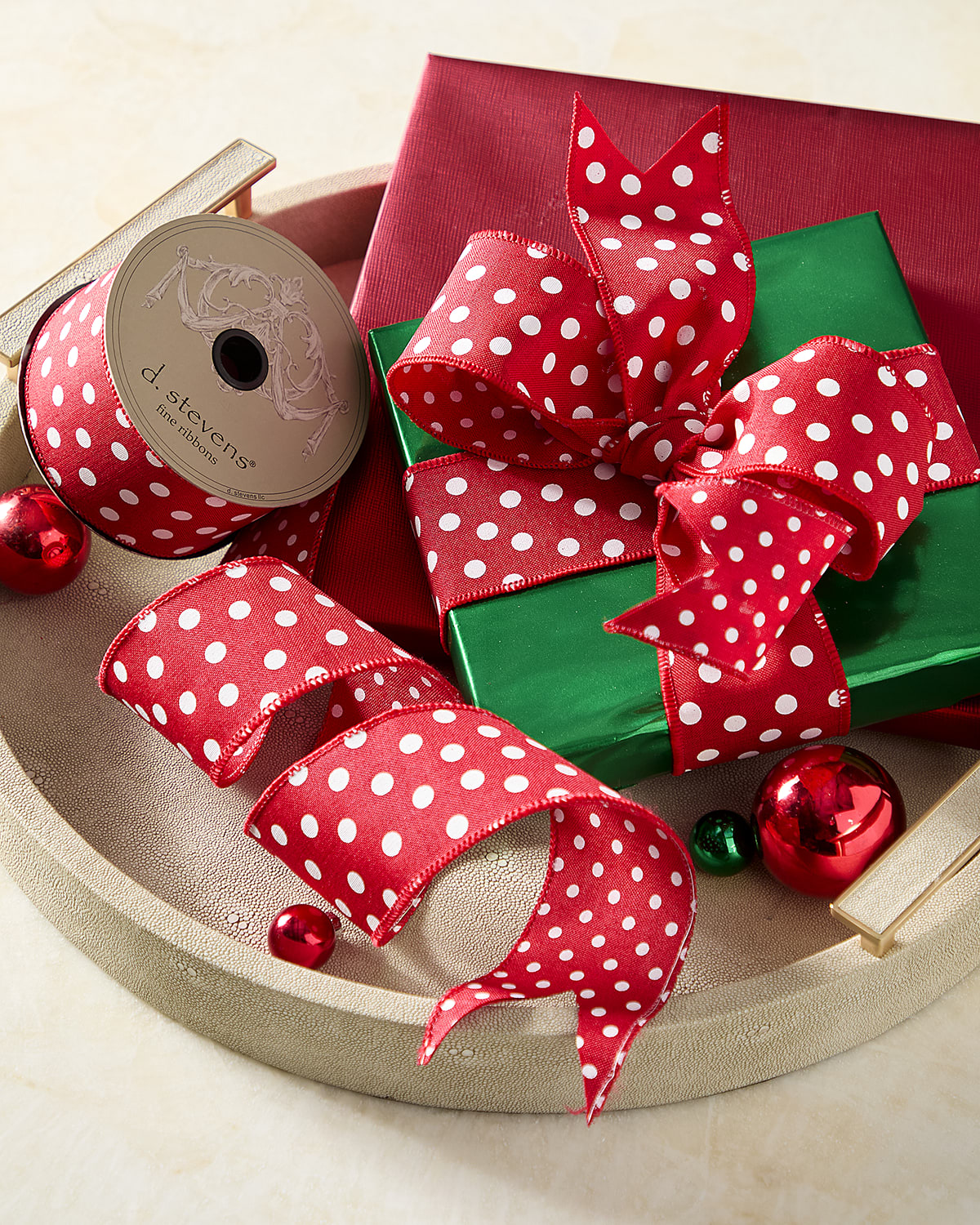 D. Stevens Dupion Metallic-Trim Ribbon, 4" x 5 Yards | Horchow