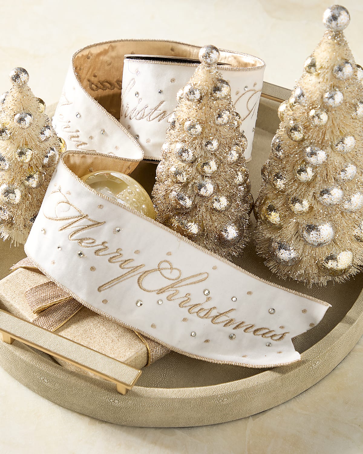 D. Stevens Metallic Dupion Ribbon, 4" x 10 Yards | Horchow