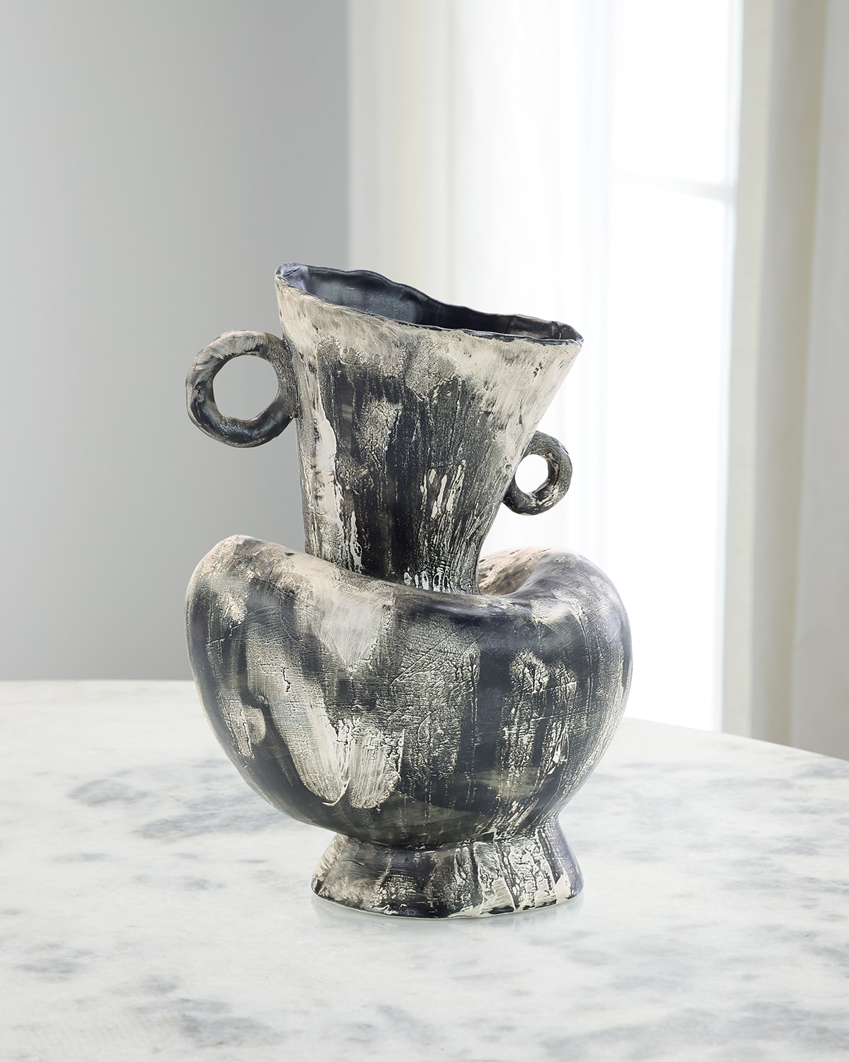 John-Richard Collection Waved Small Porcelain Vase, 12" | Horchow