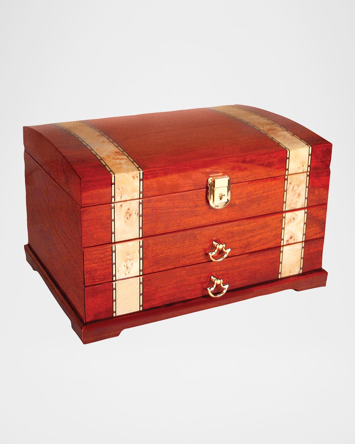 Tizo Polished Two-Tone Wood Jewelry Box with Handles | Horchow