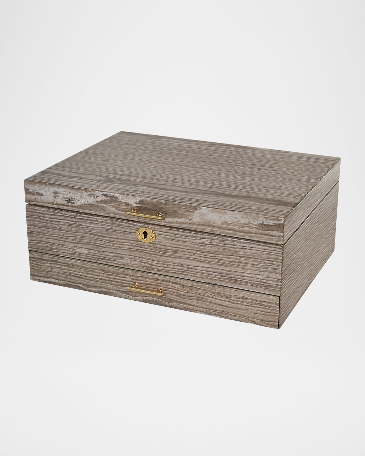 Tizo Polished Two-Tone Wood Jewelry Box with Handles | Horchow
