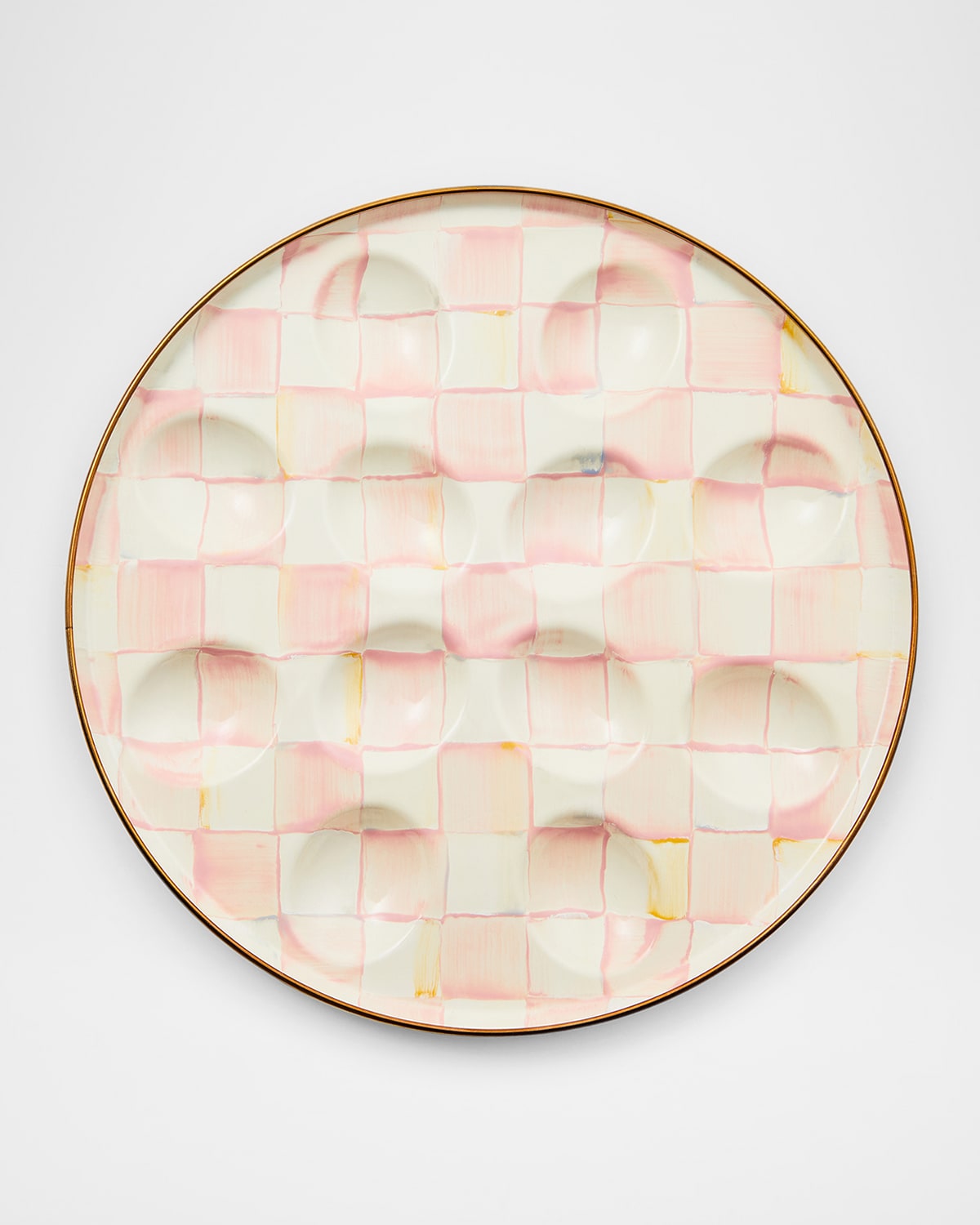 MacKenzie-Childs Plum Check Fluted Ceramic Heart Plate | Horchow