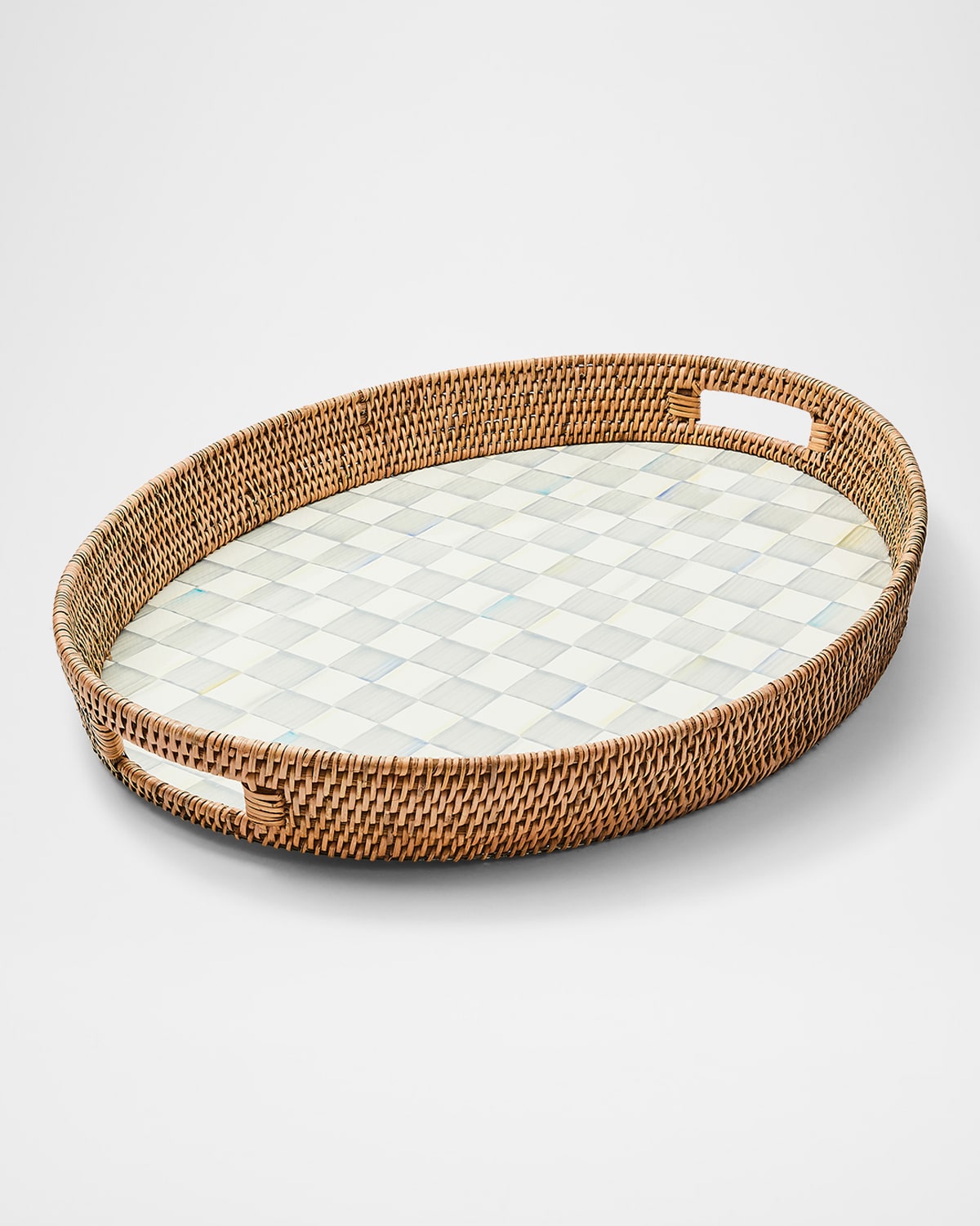 MacKenzie-Childs Royal Check Enamel Rattan Party Tray | Horchow