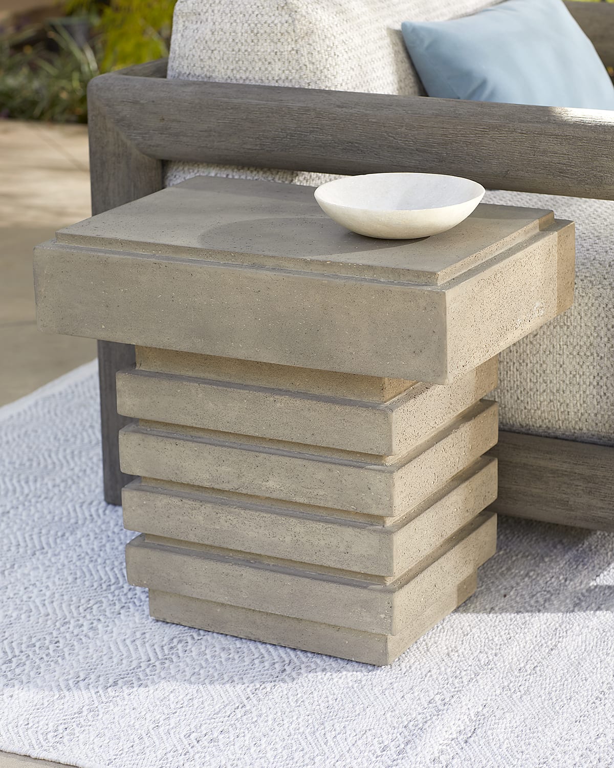 Neiman Marcus Camille Double Pedestal Outdoor Dining Table | Horchow